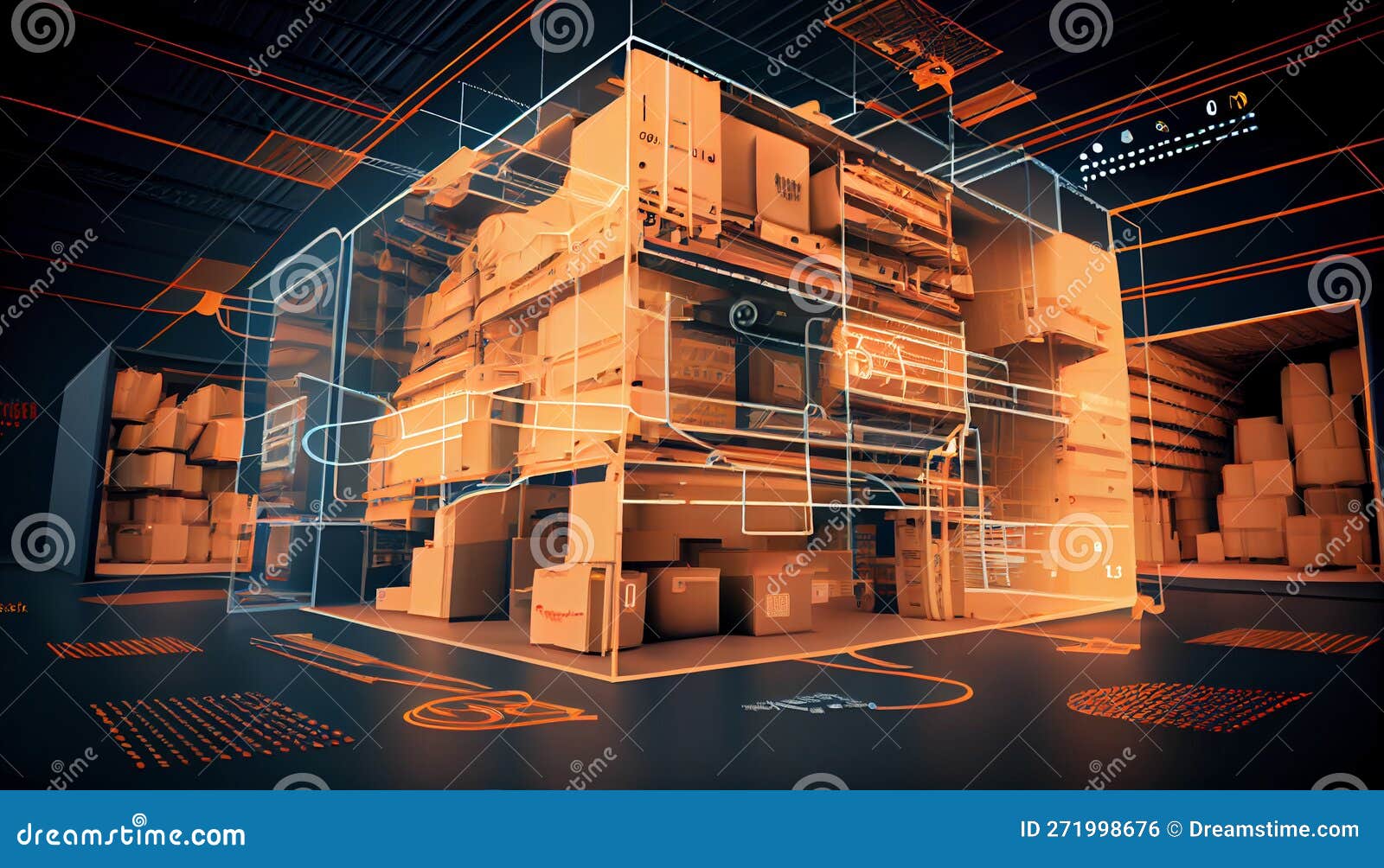 Group of Boxes in Smart Warehouse Industry Logistic. Stock Photo ...