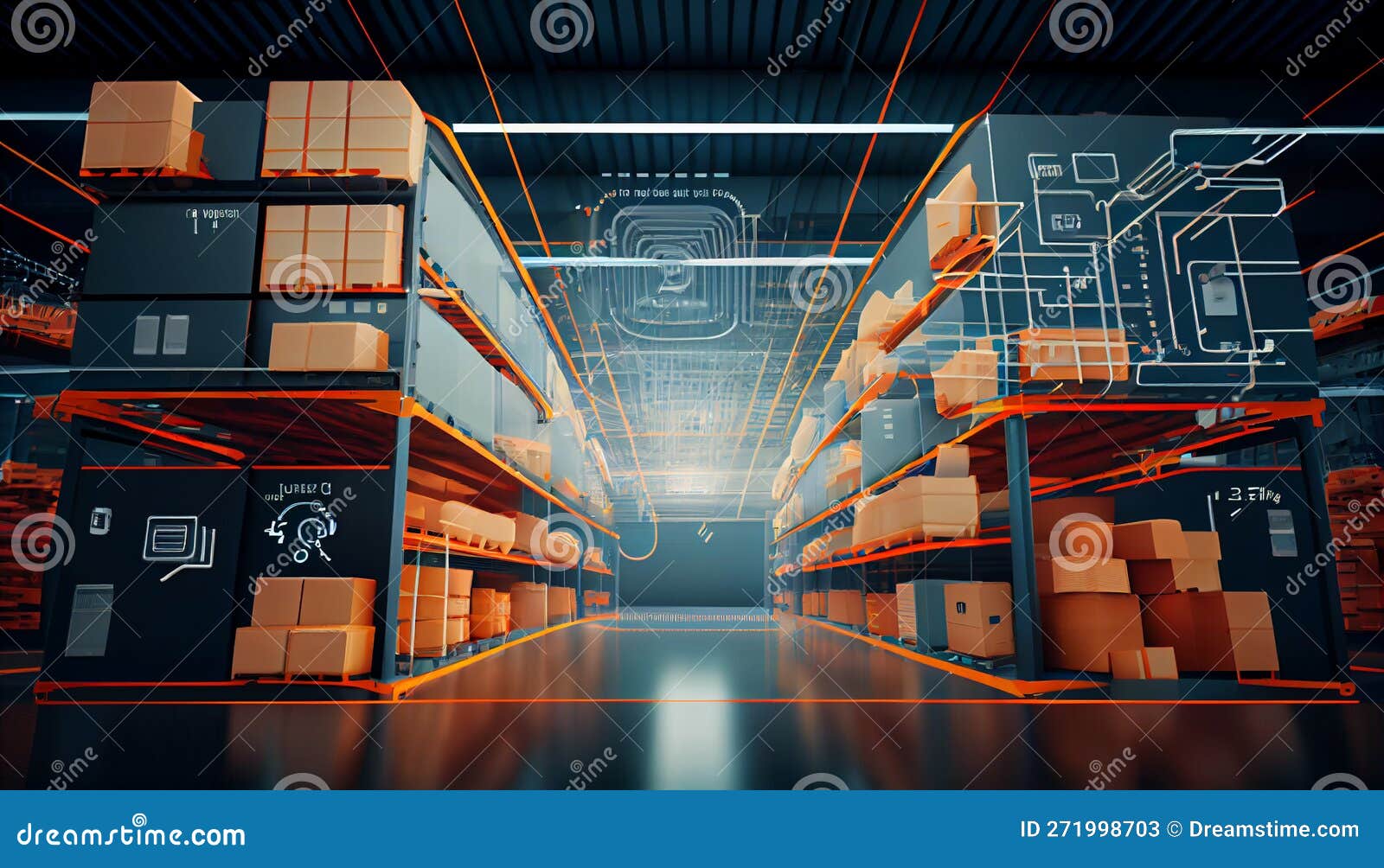 Group of Boxes in Smart Warehouse Industry Logistic. Stock Image ...