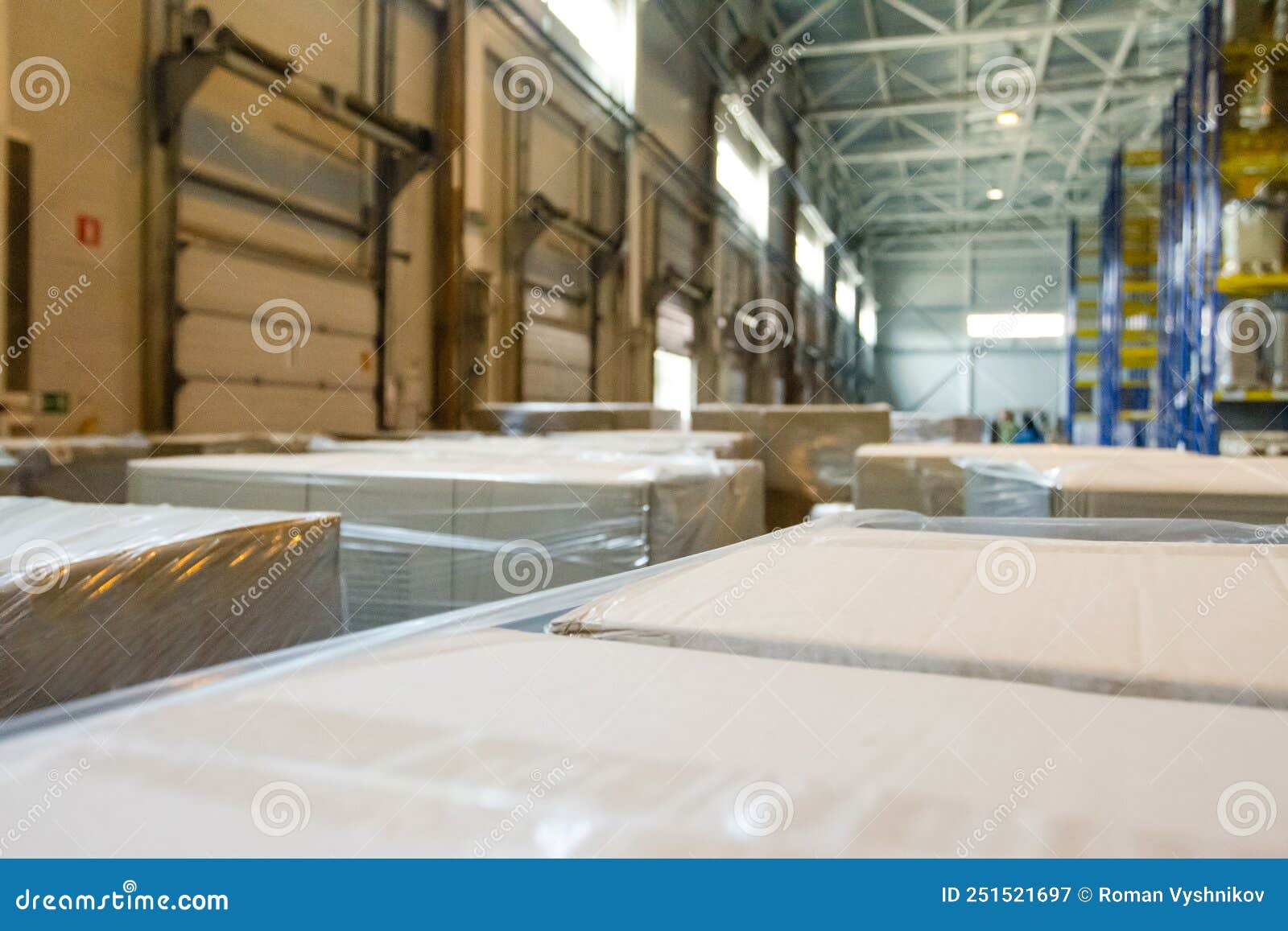 Group of Boxes in Storehouse. Pallets with Carton Boxes Stock Image ...