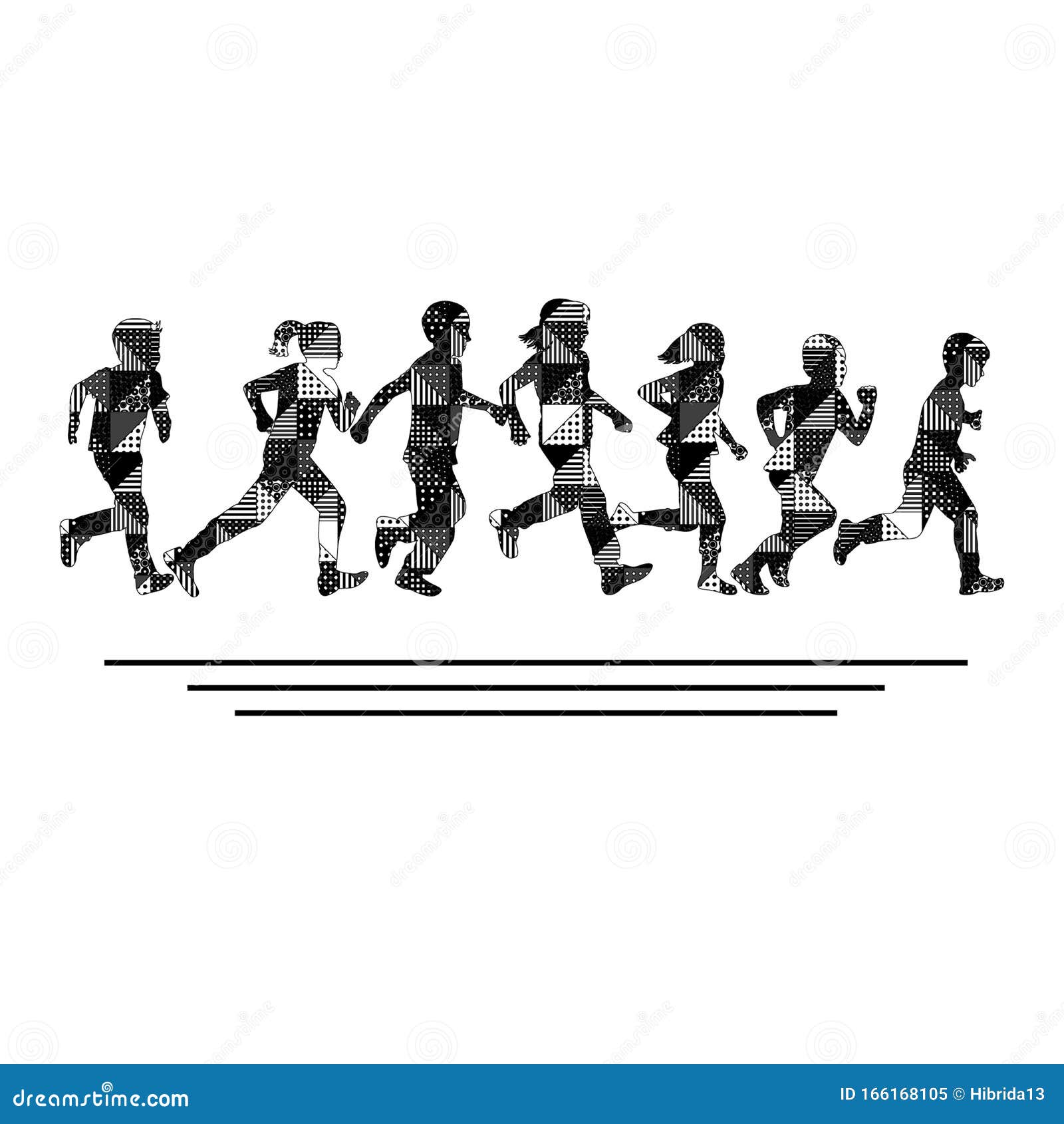 Running Set. Silhouettes Of Running Women And Men, Running Logos And ...