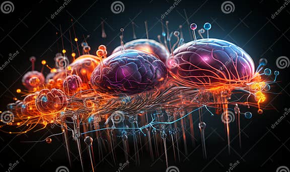 Group of Brain Cells in a Computer Generated Image Stock Image - Image ...