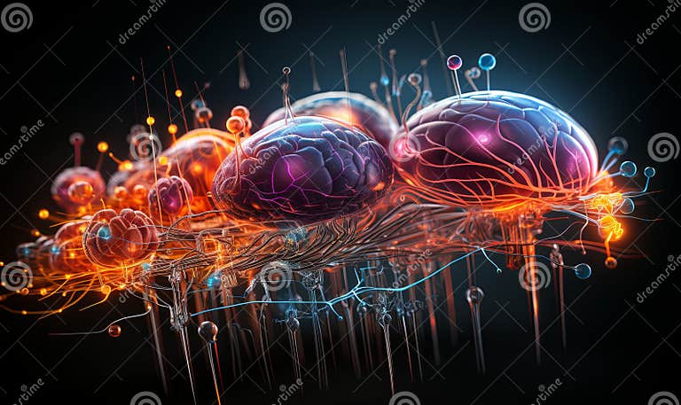Group of Brain Cells in a Computer Generated Image Stock Image - Image ...