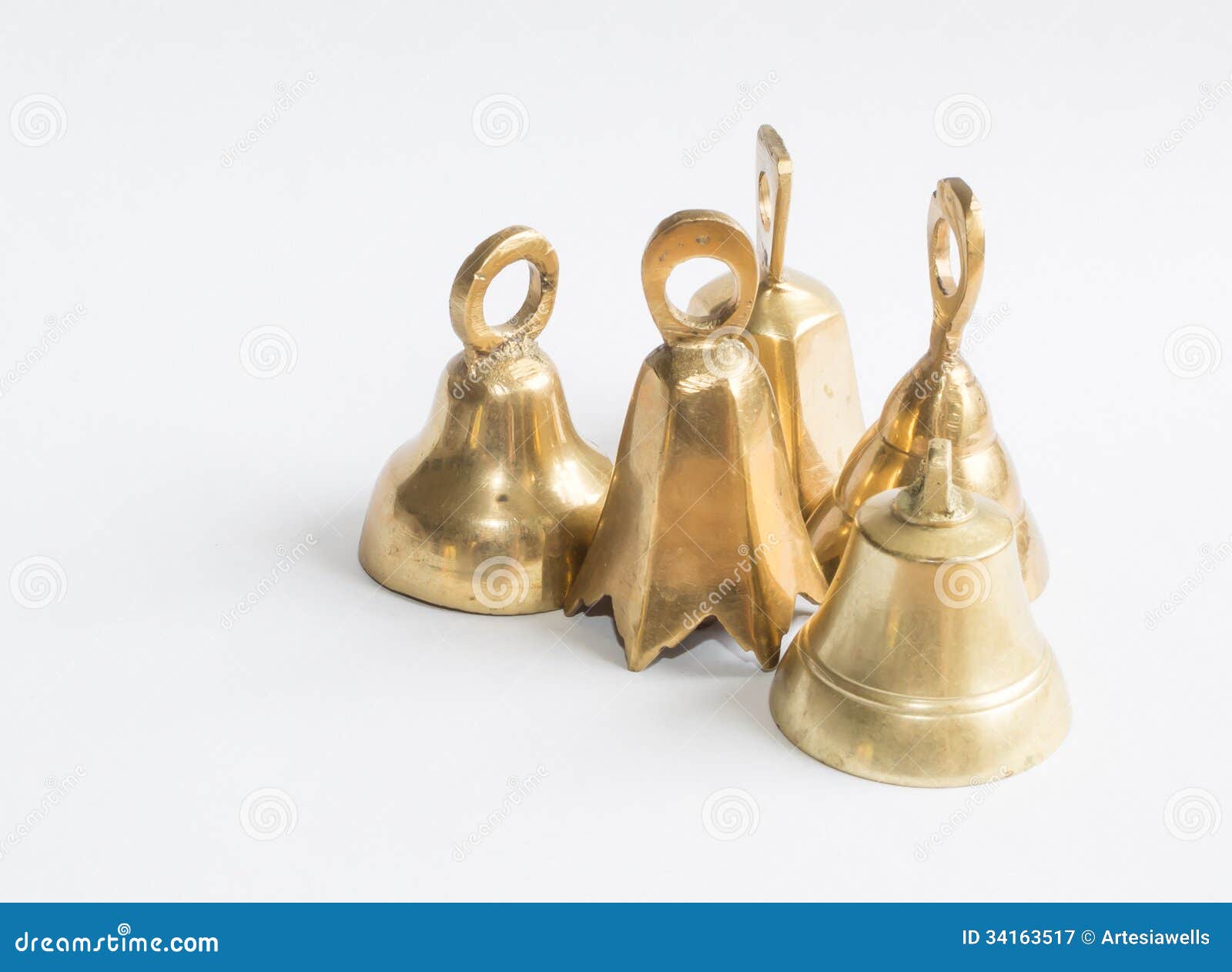 Group of brass bells. stock image. Image of ornament - 34163517