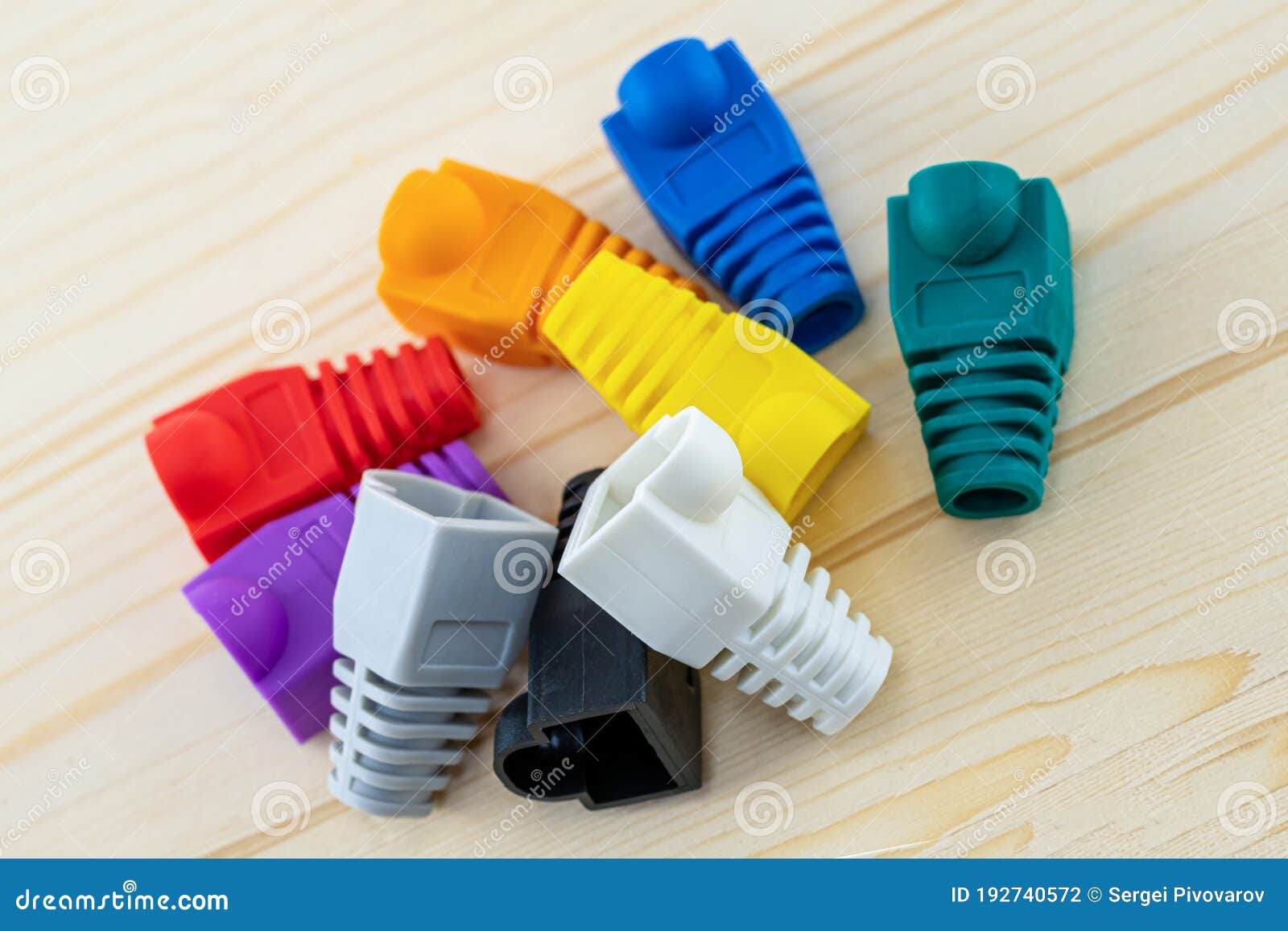 Group of Bright Cap for Rj 45 To Protect the Cable Close-up Stock Photo ...