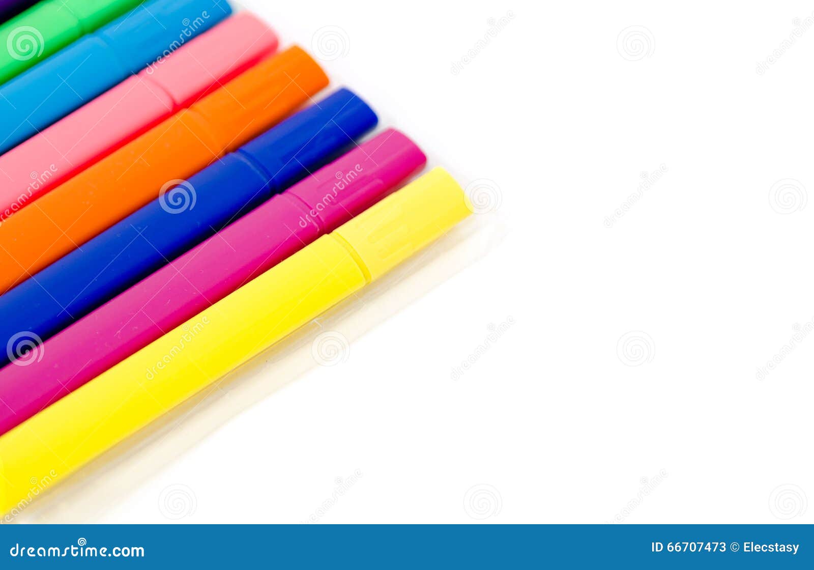 Group of Bright Color Markers on White Background Stock Image - Image ...