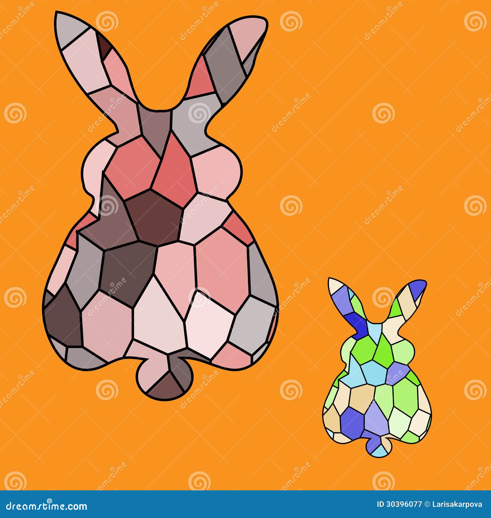 Group of Bright Colored Rabbits Mosaic Stock Vector - Illustration of ...
