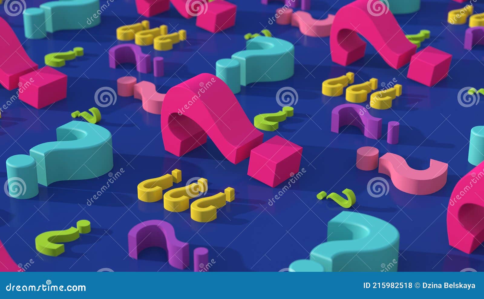 Group of Bright Colorful Question Marks. Abstract Illustration, 3d ...