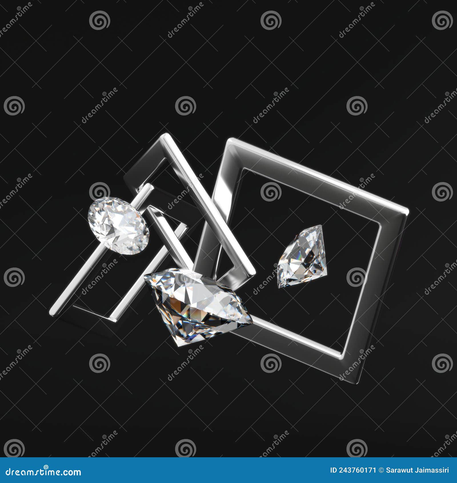 Group of Brilliant Diamond with Frame Background 3D Rendering Stock ...