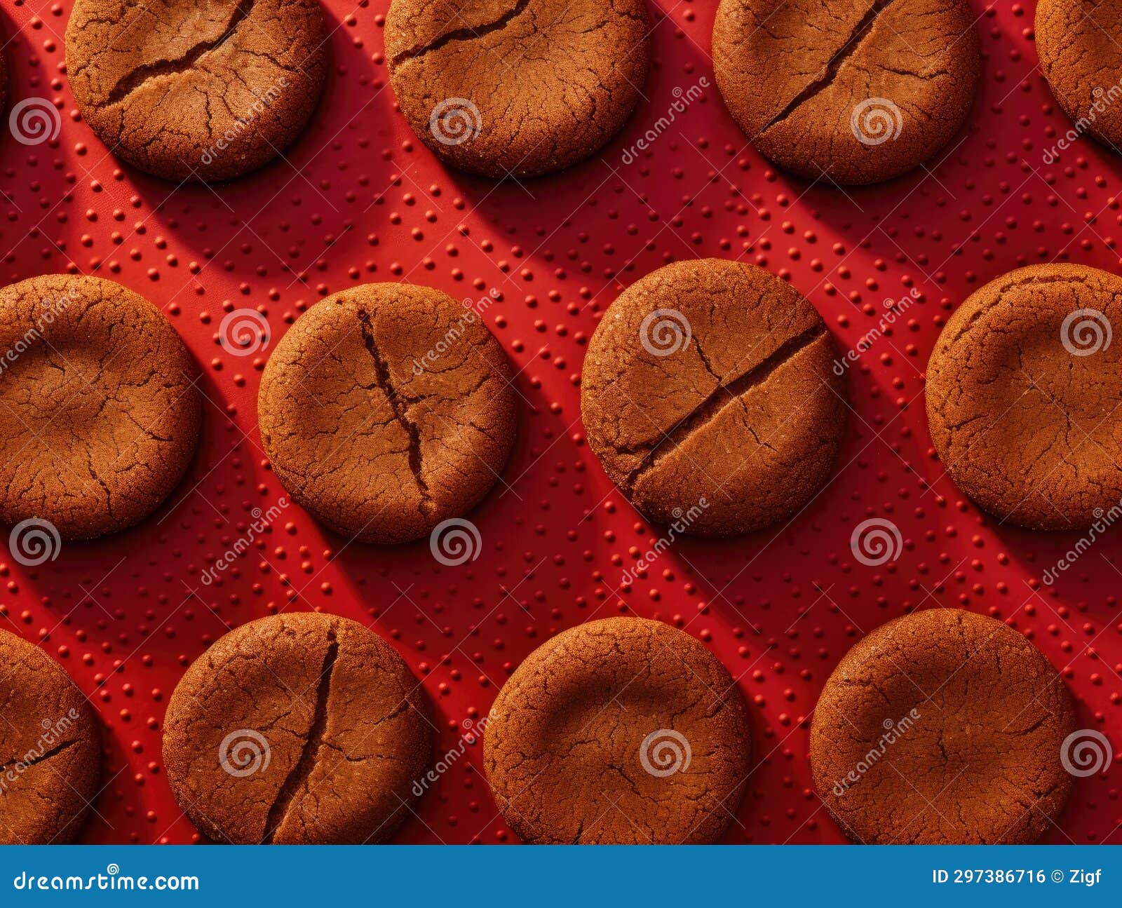 Group of Brown Cookies on a Red Surface Stock Illustration ...