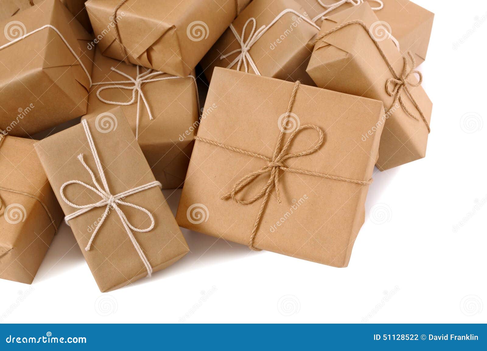 Pile or Heap of Brown Paper Packages Isolated on White Background Stock ...