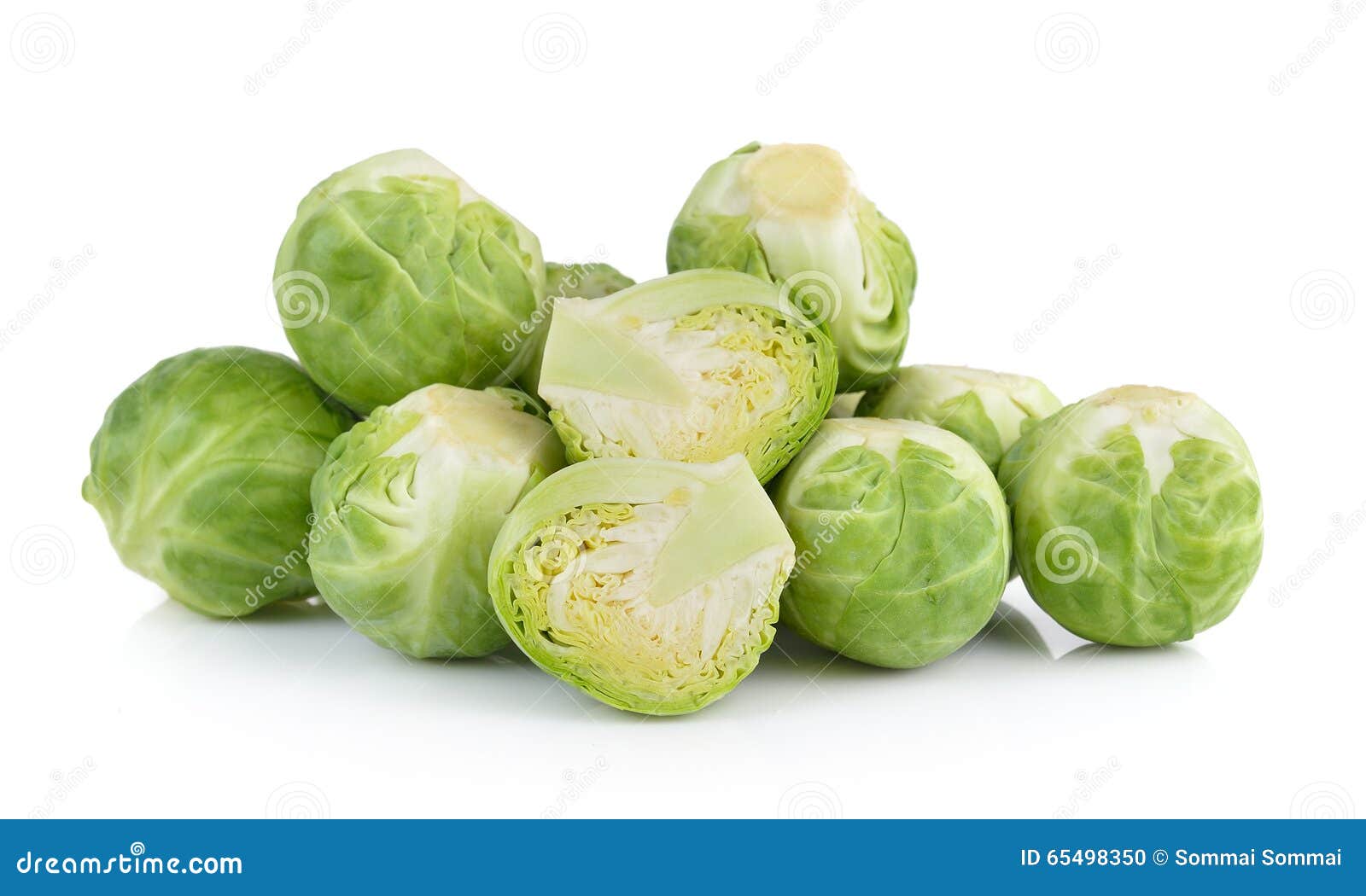 Group of Brussel Sprouts on White Background Stock Photo - Image of ...
