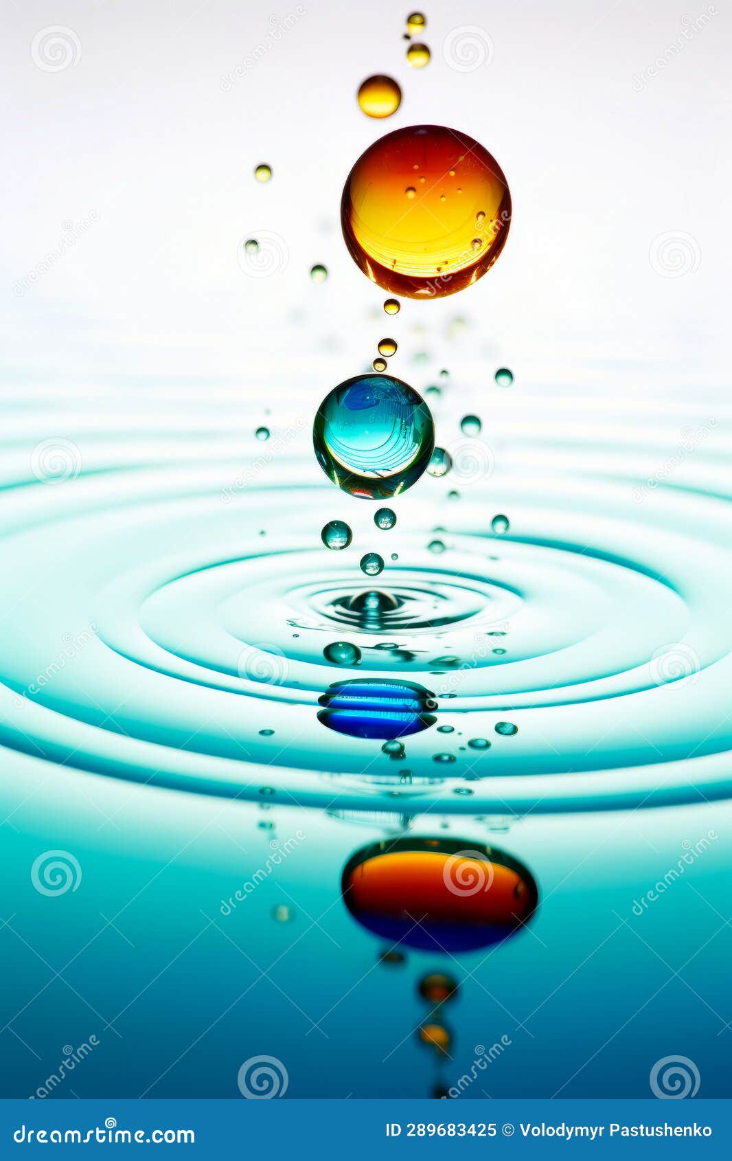 Group of Bubbles Floating in Blue Water Pool with Ripples. Generative AI Stock Image - Image of ...