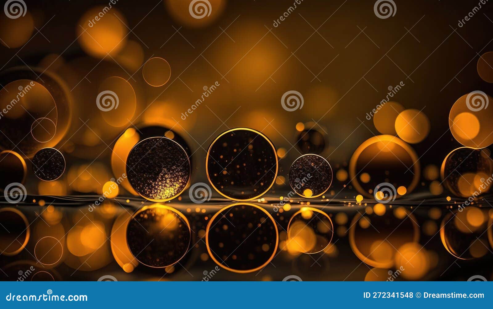 A Group of Bubbles Floating on Top of a Reflective Surface Stock ...