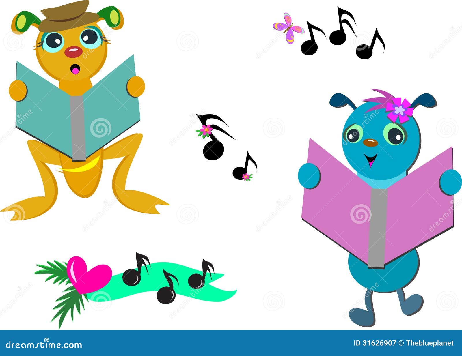 Group of Bugs Singing Notes Stock Vector - Illustration of voice, clip ...