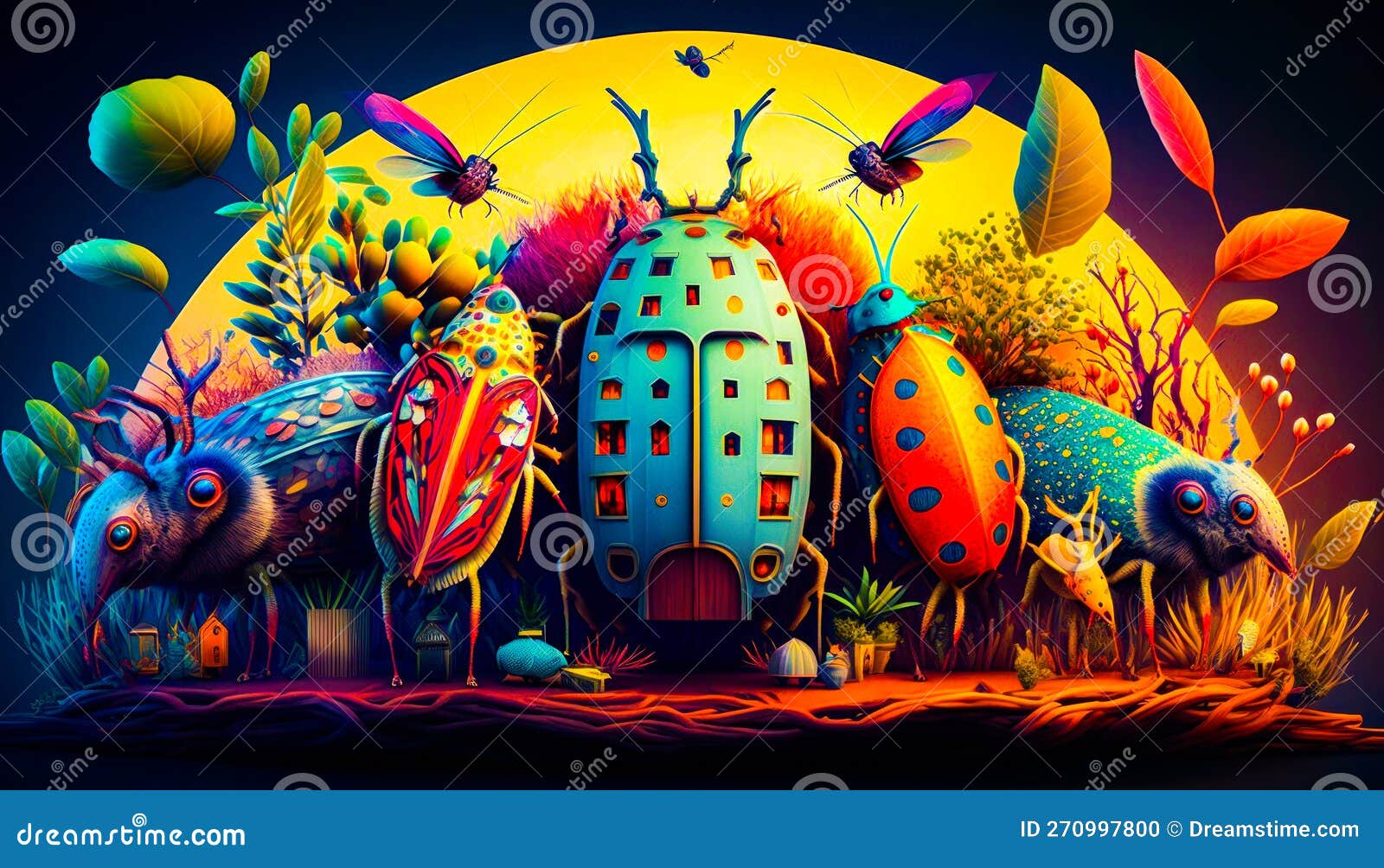 Group of Bugs that are Standing in the Grass. Fantasy Stock ...