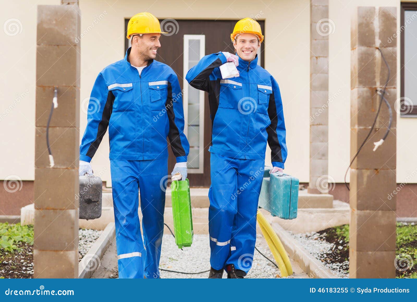 Group of Builders with Toolboxes Stock Image - Image of equipment ...