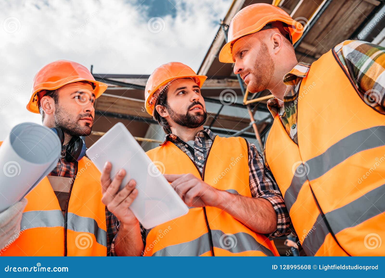 Group of Builders Using Digital Tablet Stock Photo - Image of ...