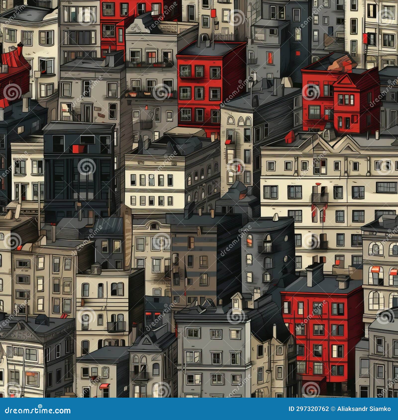 A Group of Buildings with Red and Grey Colors Stock Photo - Image of ...