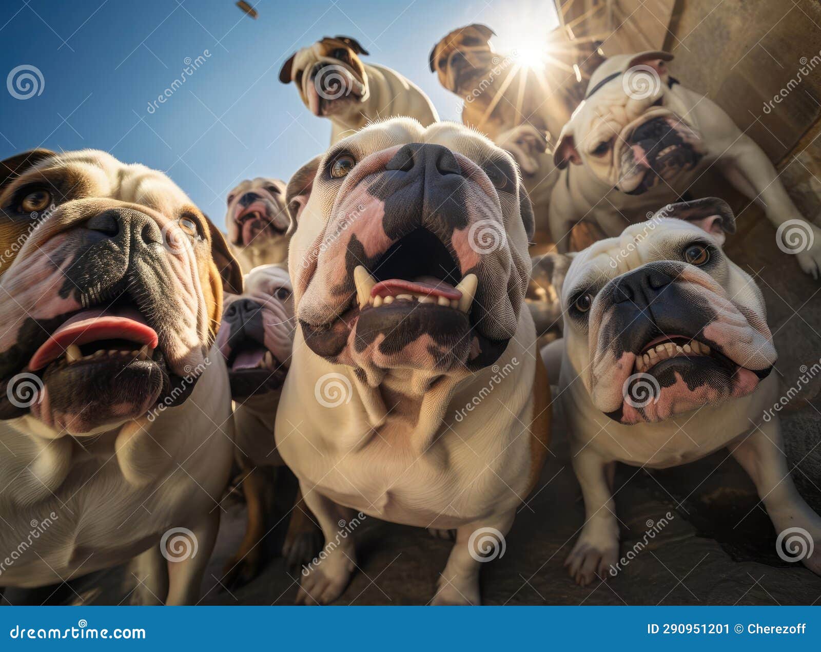A group of bulldogs stock illustration. Illustration of generated ...