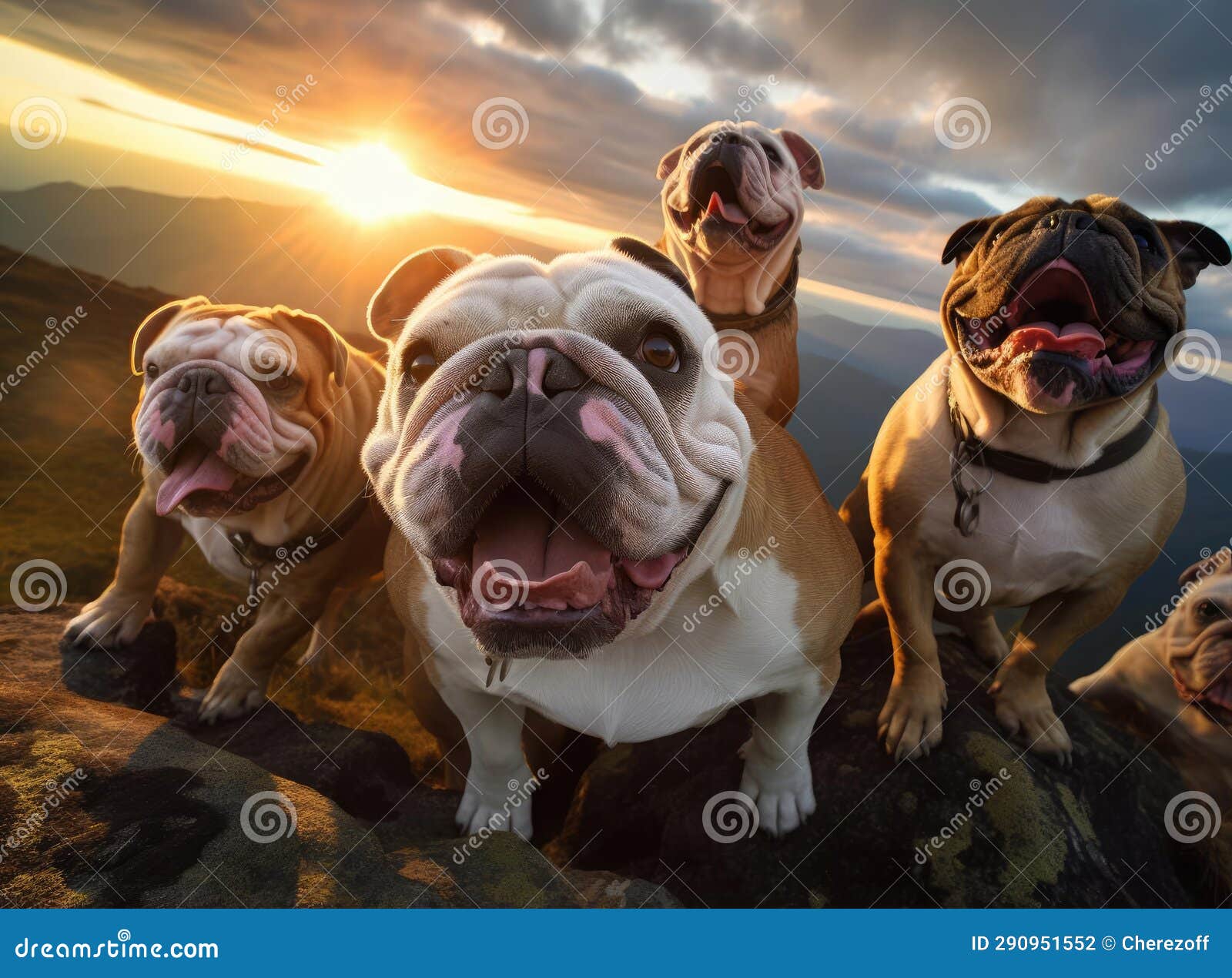 A group of bulldogs stock photo. Image of strong, tabby - 290951552