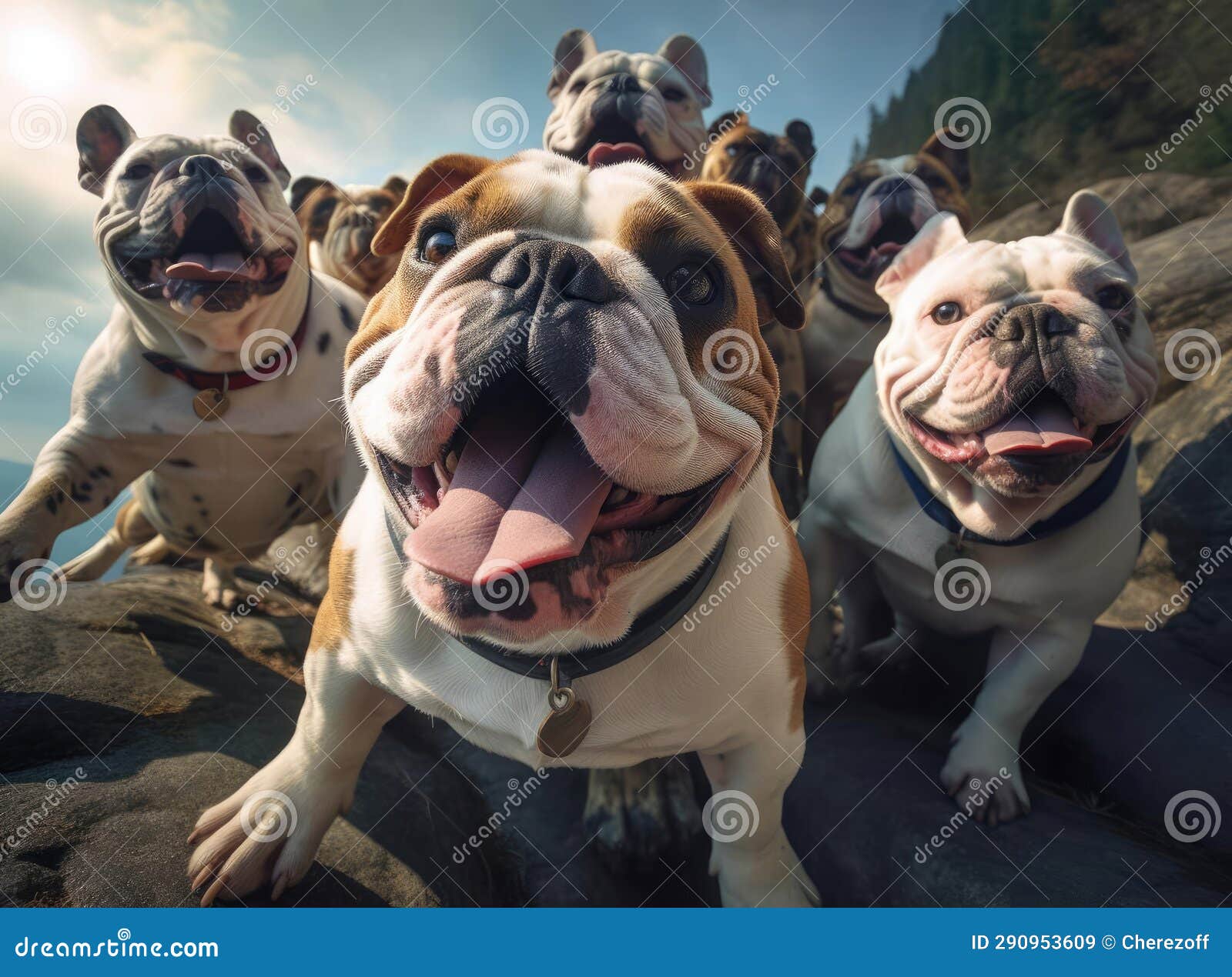 A group of bulldogs stock image. Image of face, purebred - 290953609