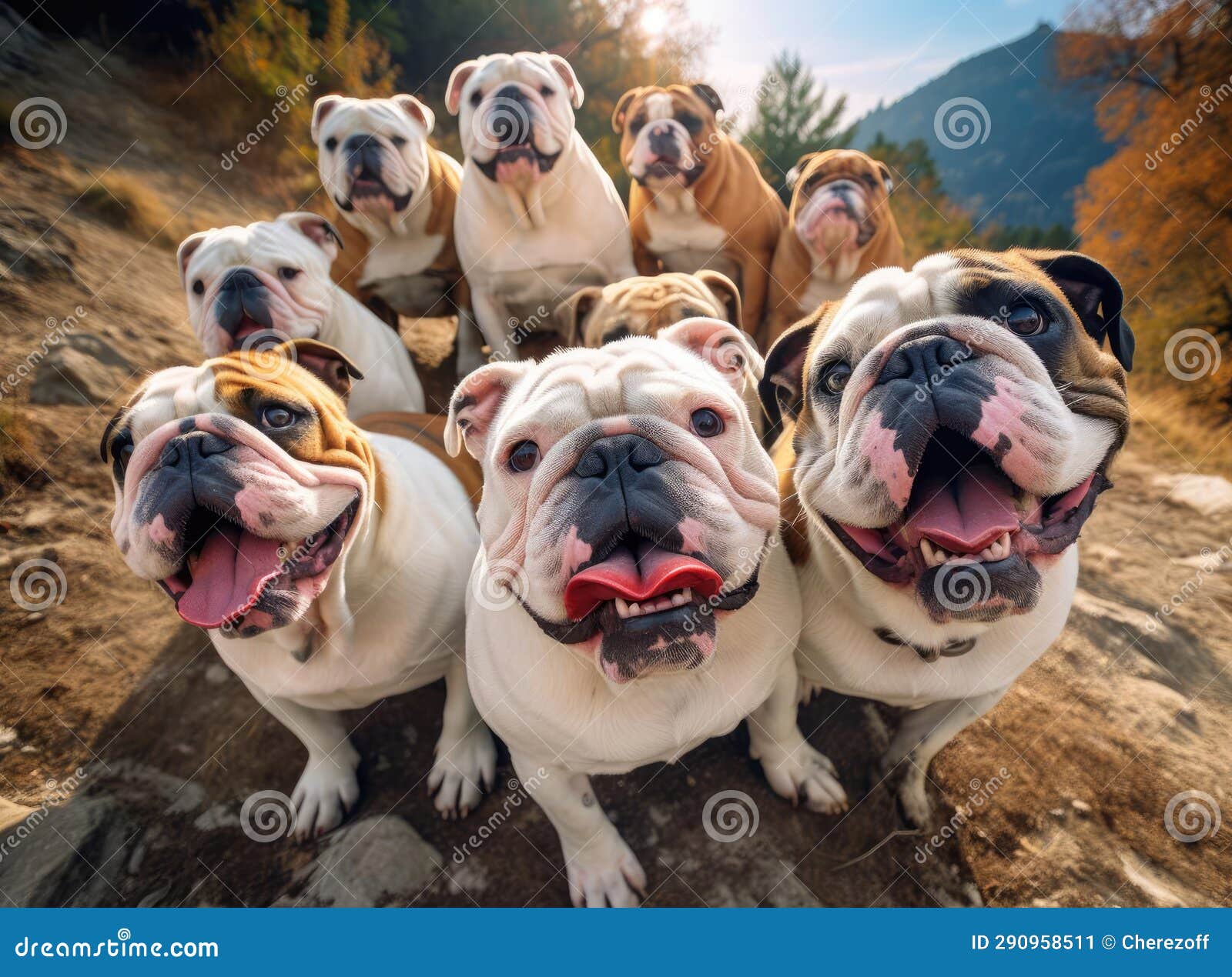 A group of bulldogs stock image. Image of group, face - 290958511