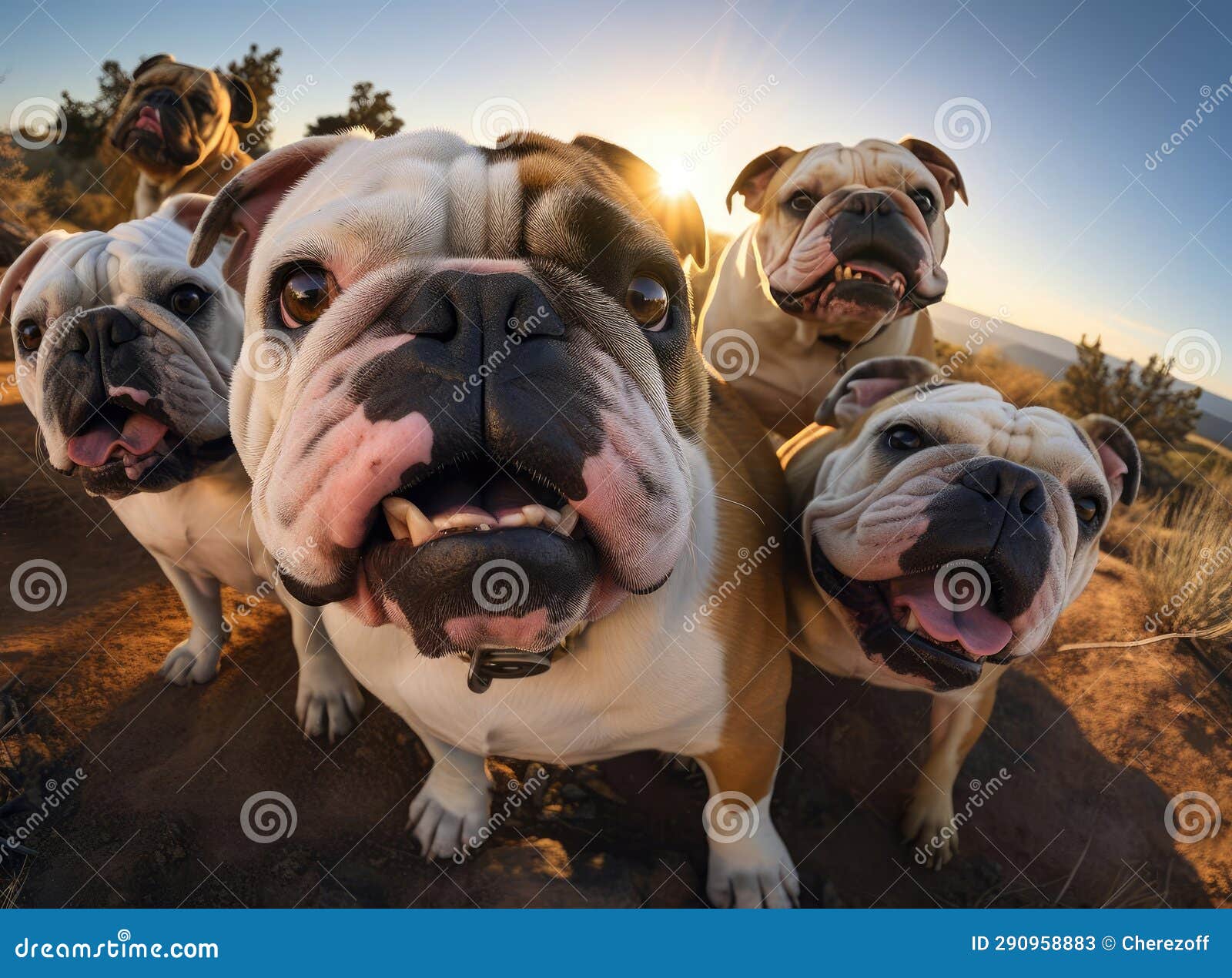 A group of bulldogs stock image. Image of canine, cute - 290958883