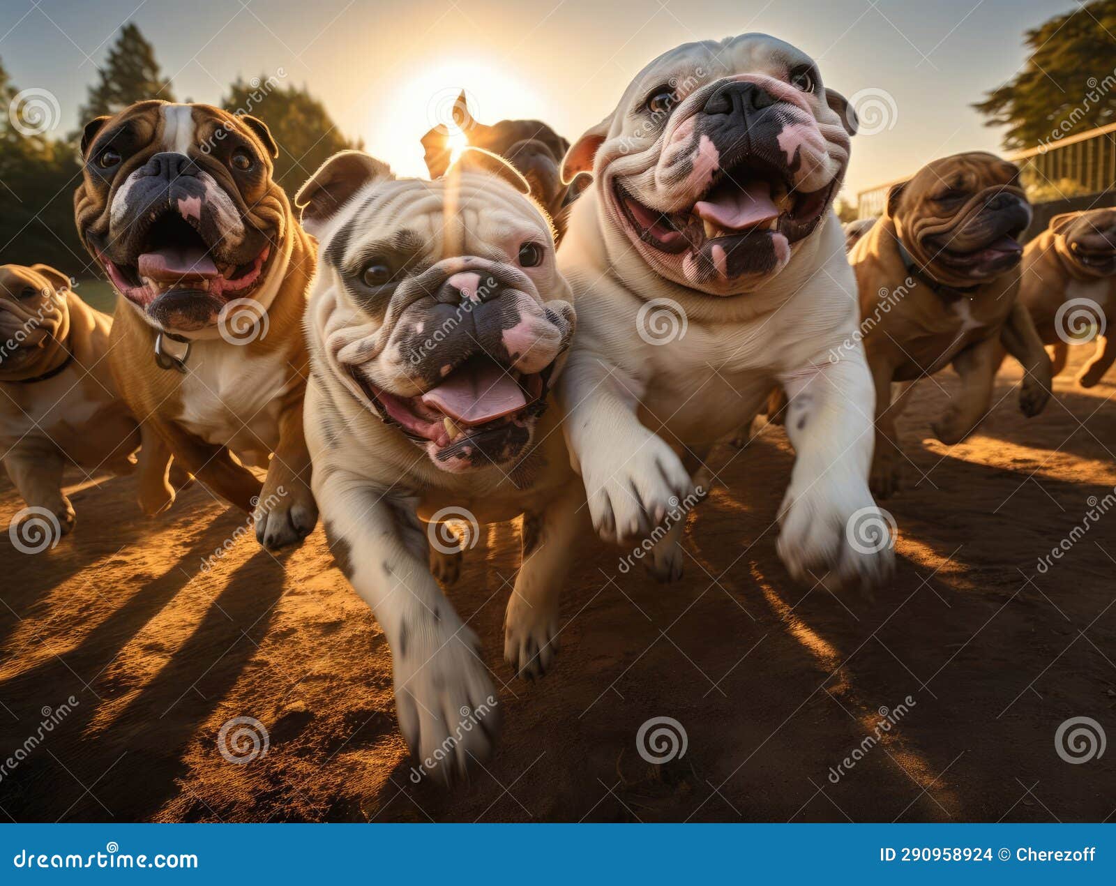 A group of bulldogs stock photo. Image of white, tabby - 290958924