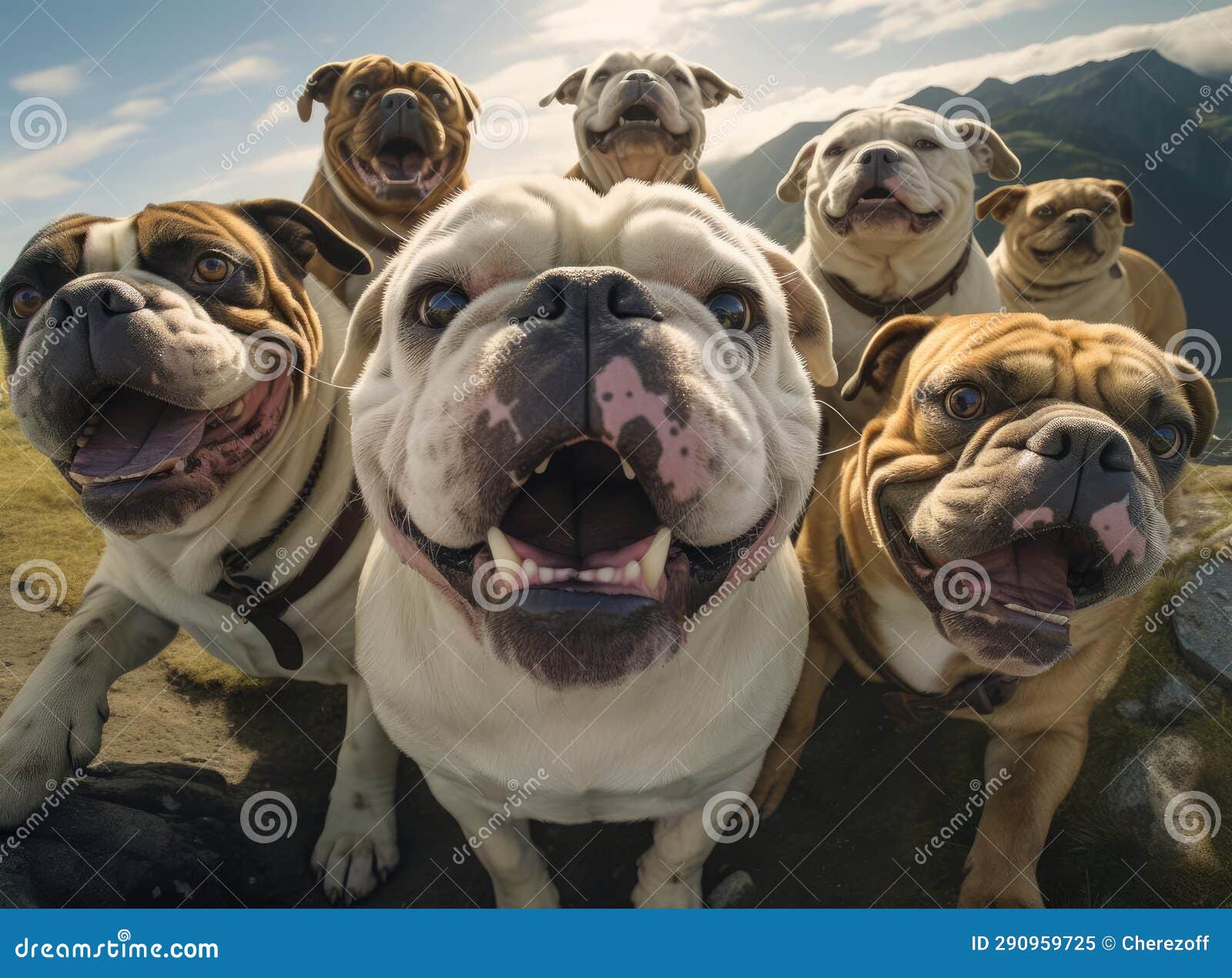 A group of bulldogs stock image. Image of style, face - 290959725