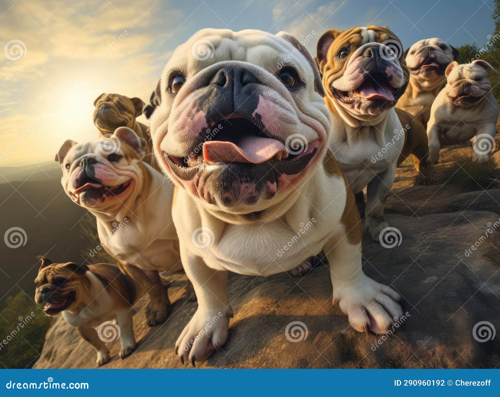 A group of bulldogs stock photo. Image of white, isolated - 290960192