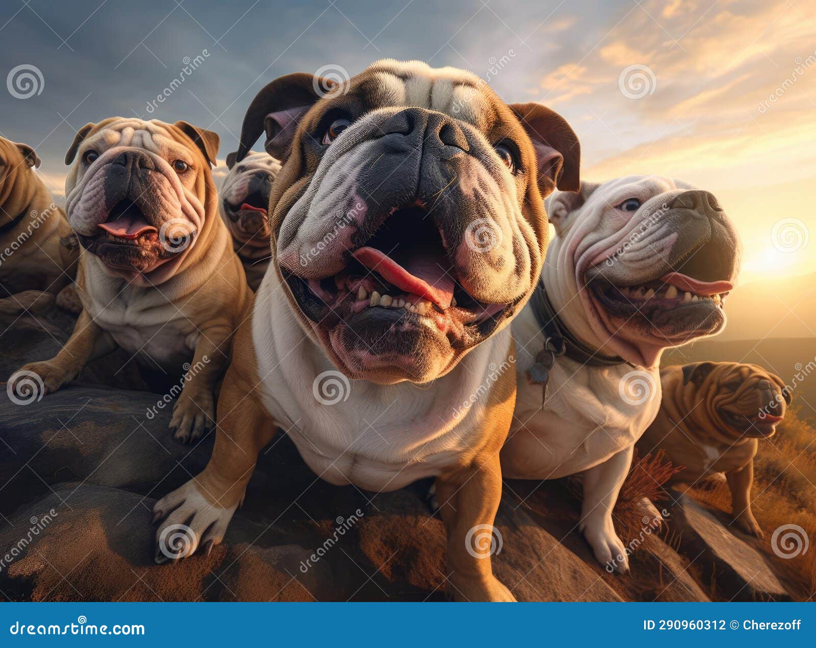 A group of bulldogs stock photo. Image of bulldog, mammal - 290960312