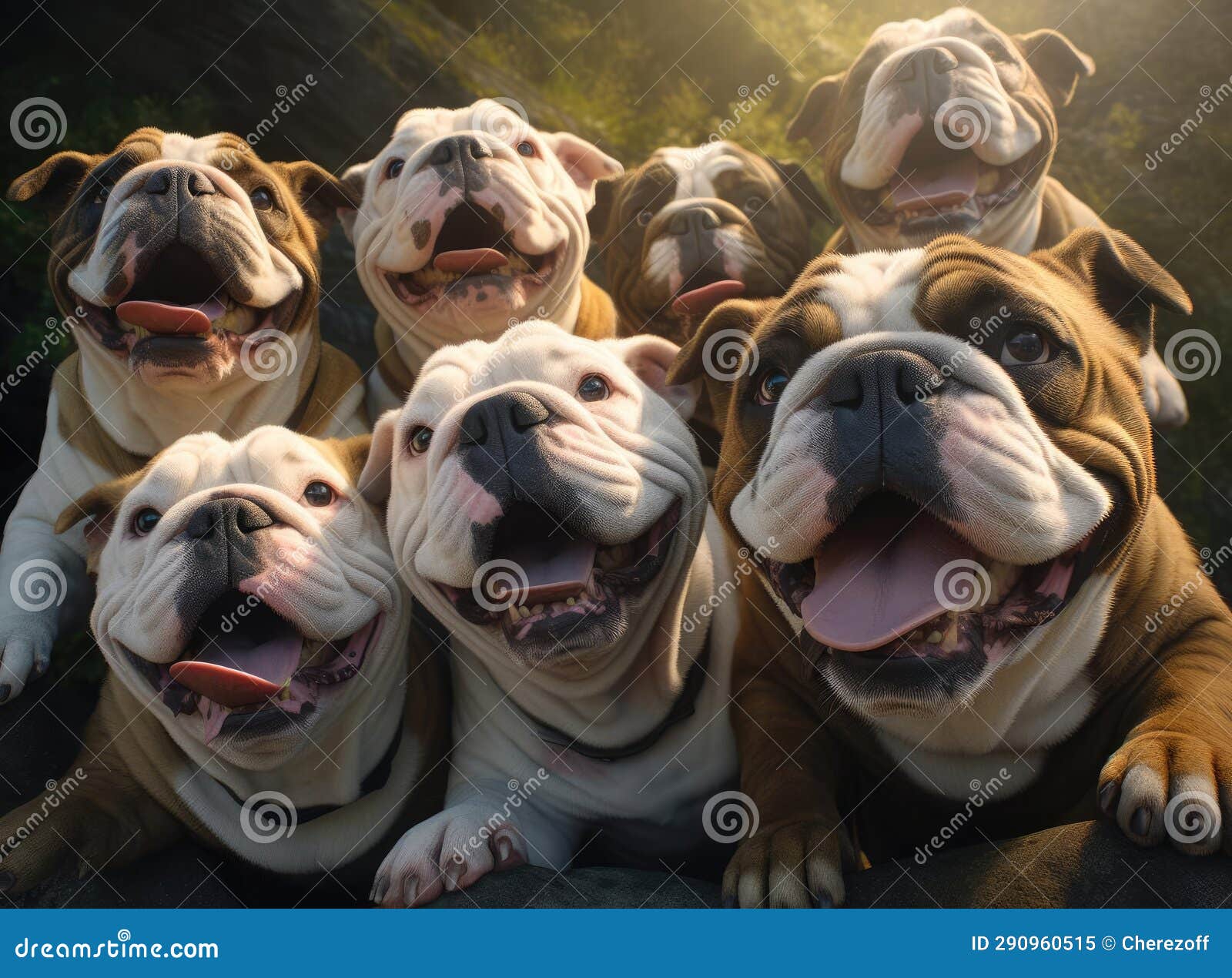 A group of bulldogs stock image. Image of white, fashion - 290960515