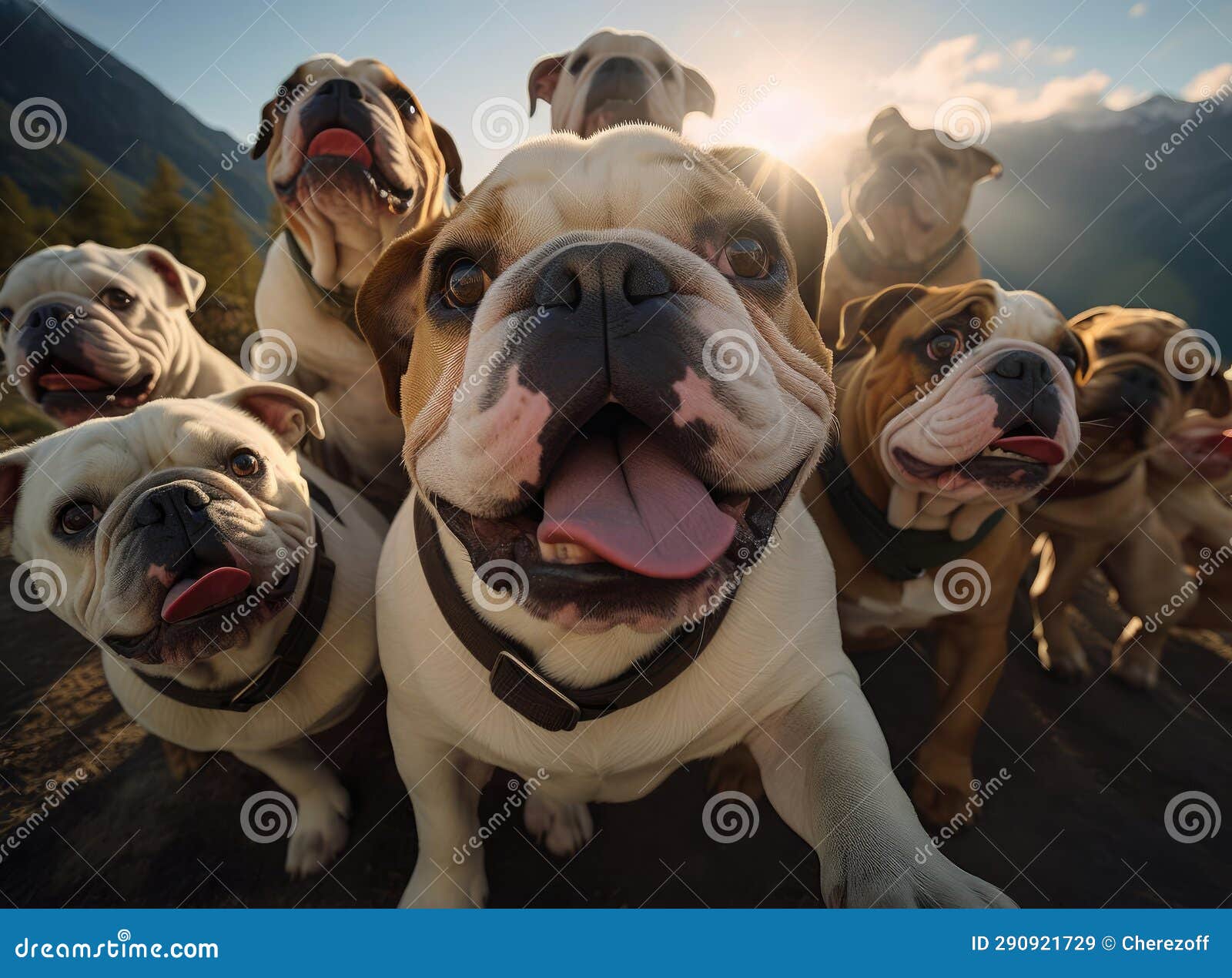 A group of bulldogs stock image. Image of bulldog, tabby - 290921729