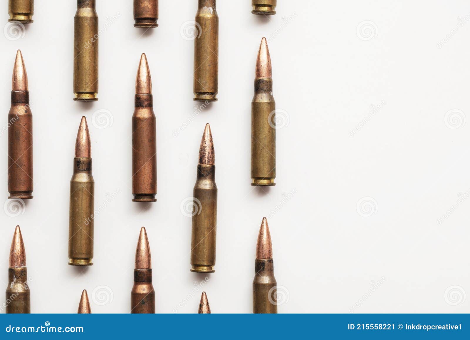 A Group of Bullet Ammunition Shells on a White Background Stock Image ...
