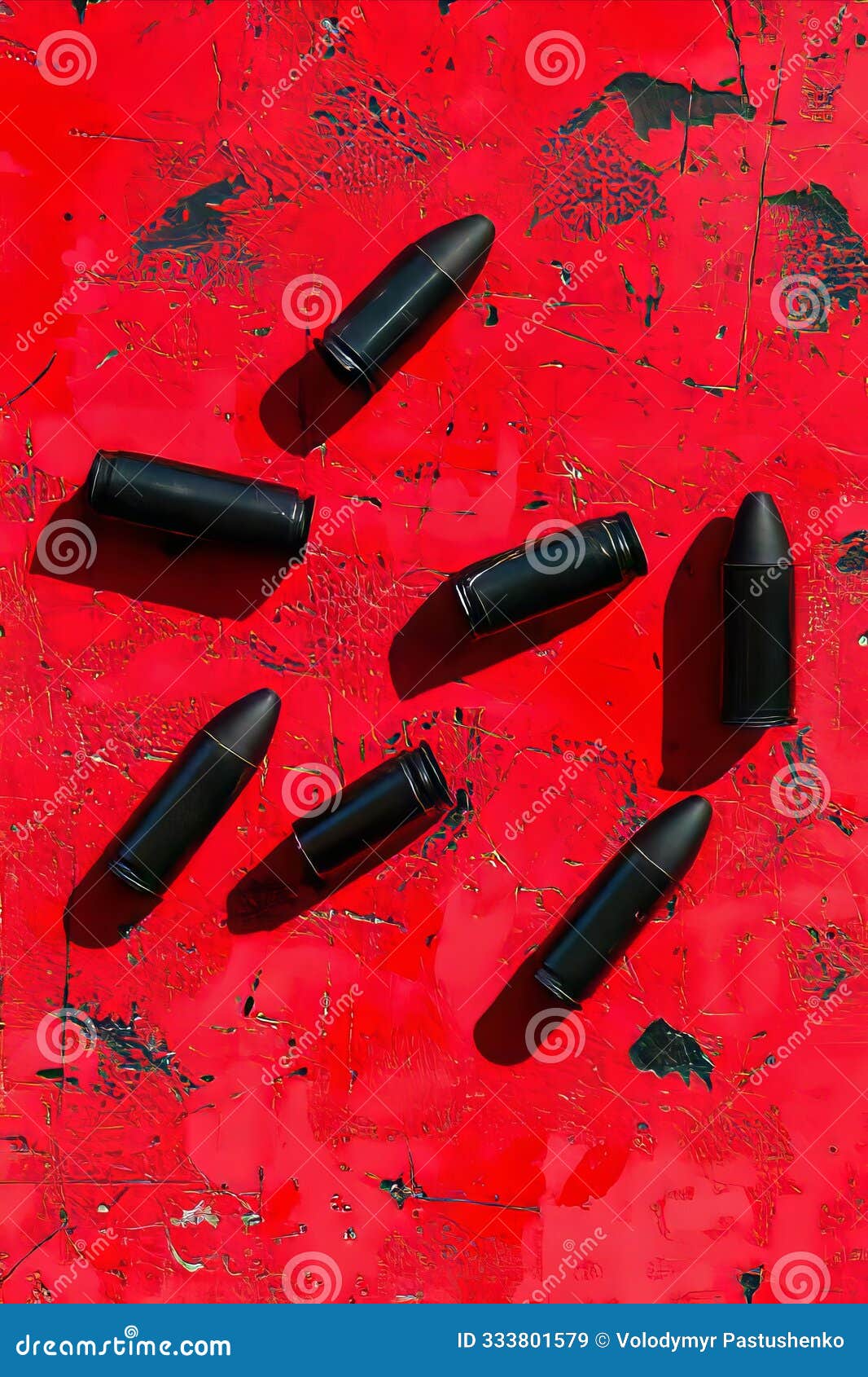 A Group of Bullet Casings on a Red Surface Stock Image - Image of rough ...