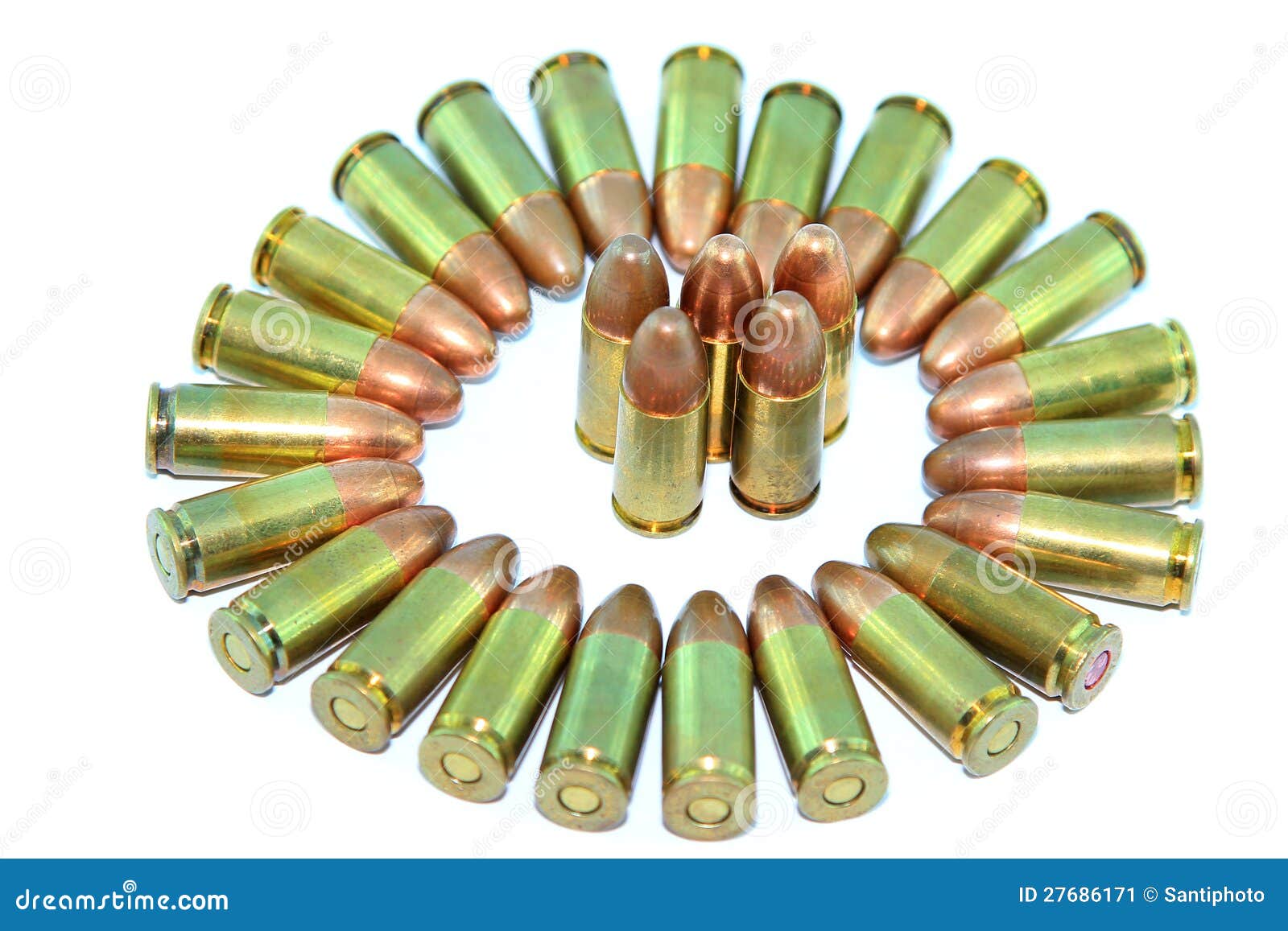 A Group Of 9mm Bullets Isolated On A White Background Royalty-Free ...