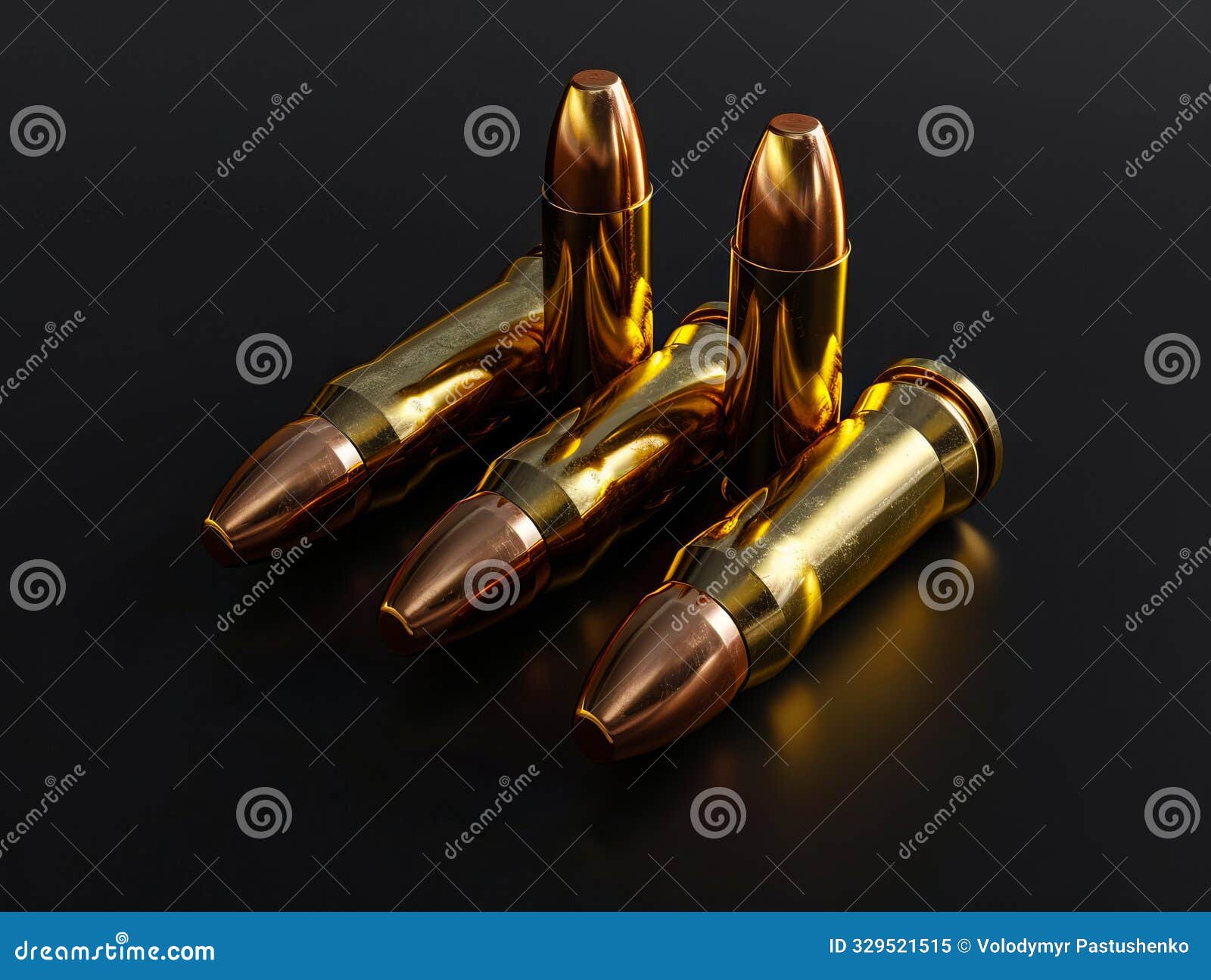 A Group of Bullets on a Black Surface Stock Illustration - Illustration ...
