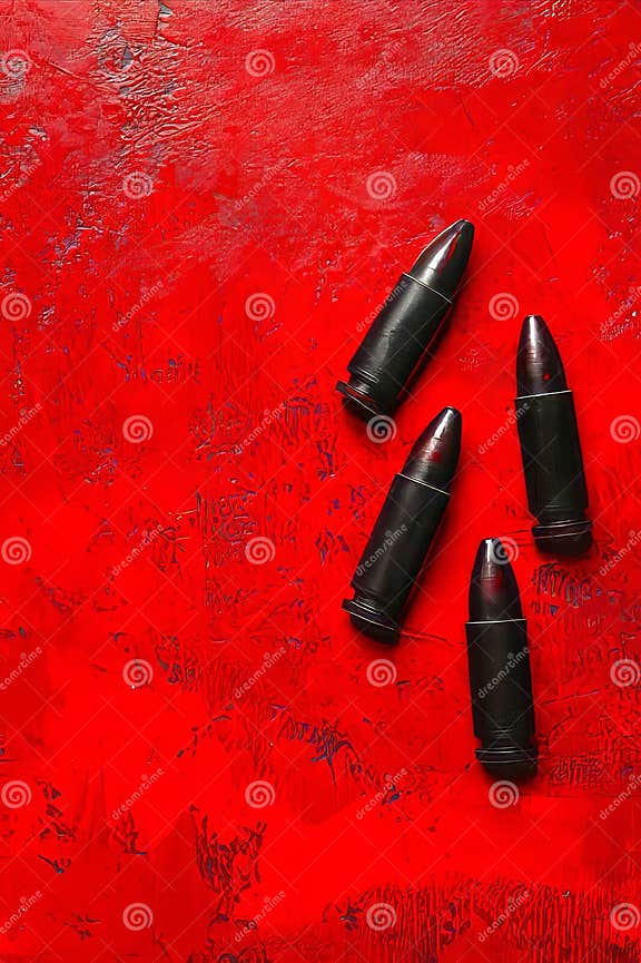 A Group of Bullets on a Red Background Stock Image - Image of manner ...