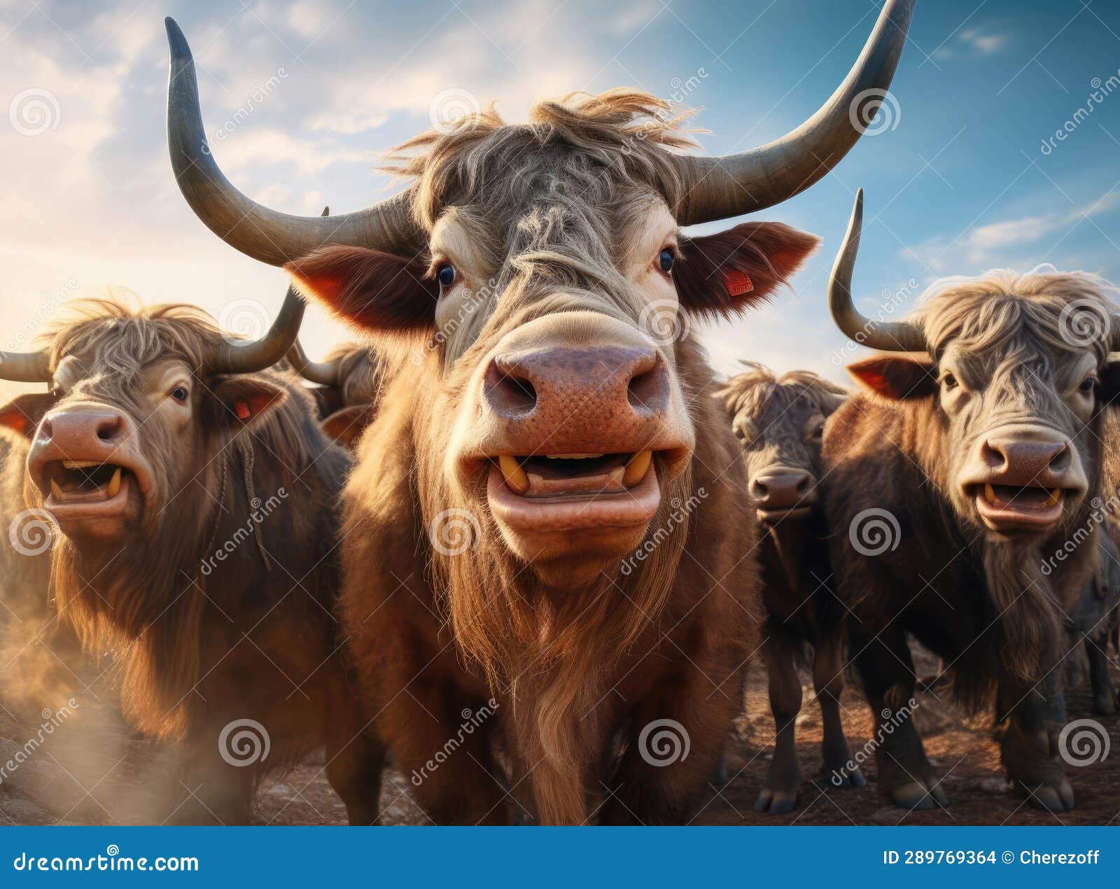 A Group of Bulls Looking at the Camera Stock Photo - Image of dangerous ...