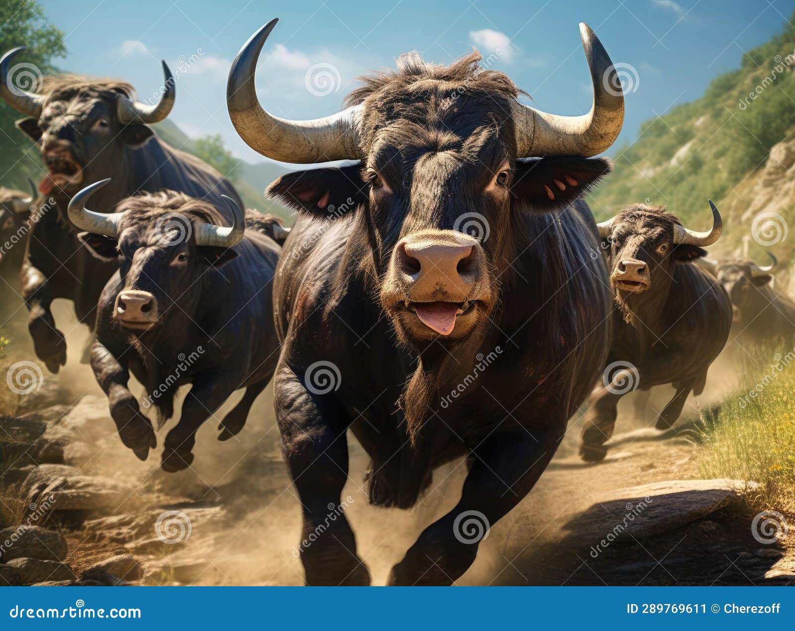 A Group of Bulls Looking at the Camera Stock Image - Image of nature ...