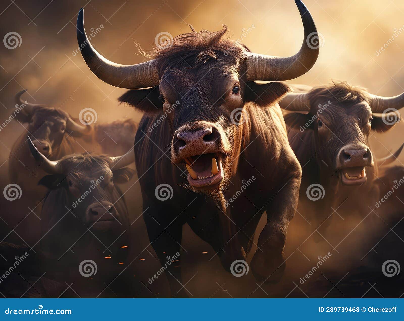 A Group of Bulls Looking at the Camera Stock Illustration ...