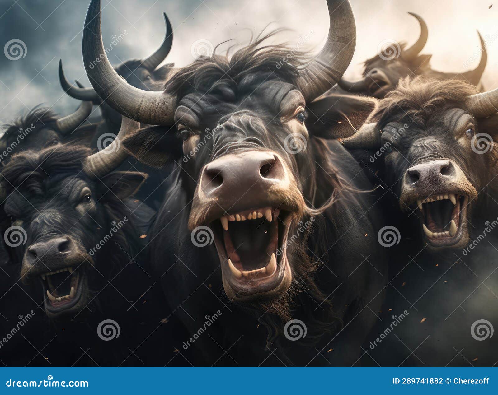 A Group of Bulls Looking at the Camera Stock Illustration ...
