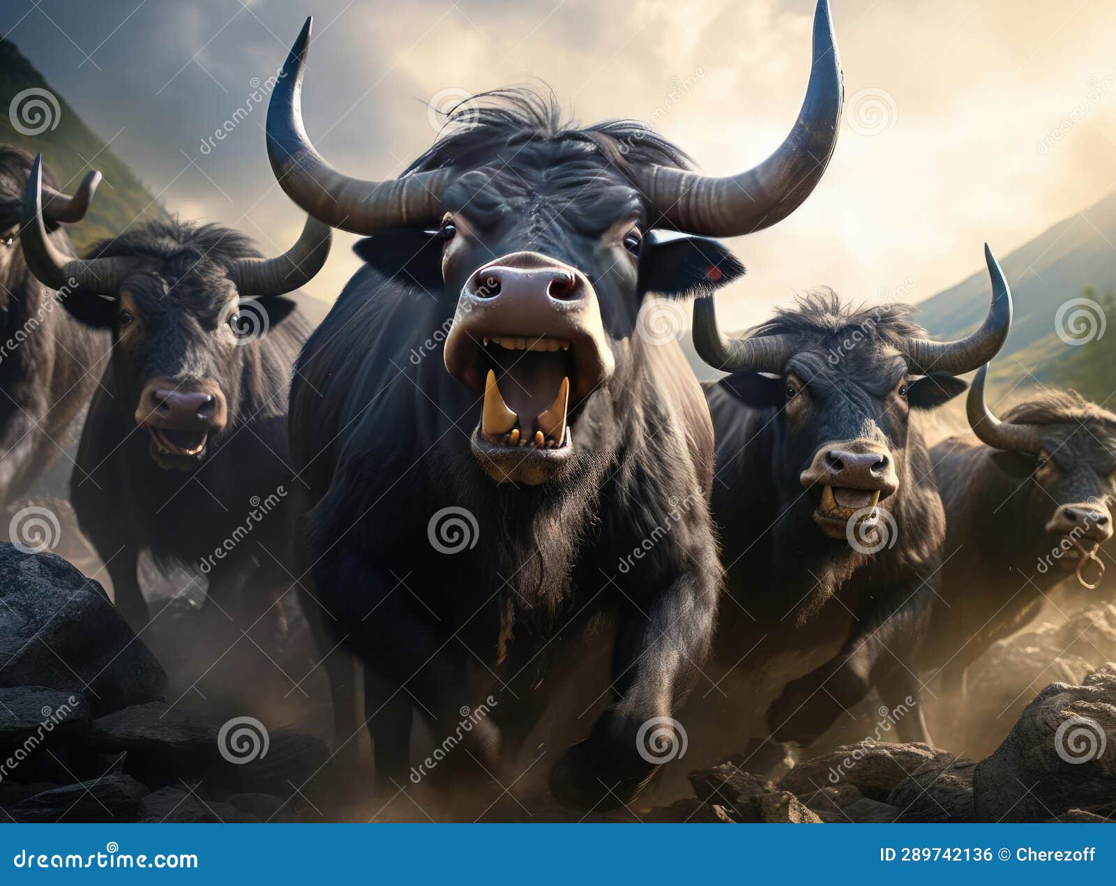 A Group of Bulls Looking at the Camera Stock Photo - Image of group ...