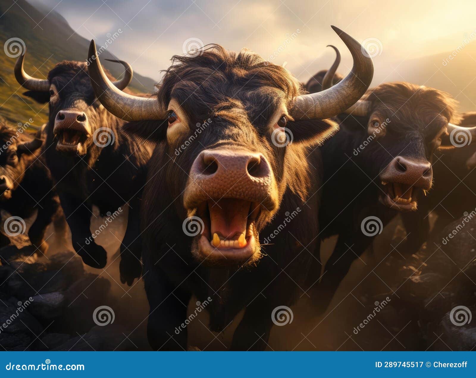 A Group of Bulls Looking at the Camera Stock Image - Image of nature ...