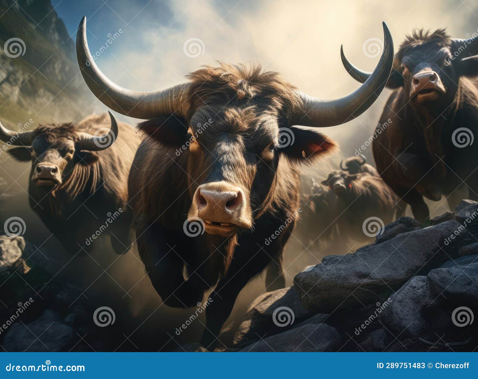 A Group of Bulls Looking at the Camera Stock Image - Image of outside ...