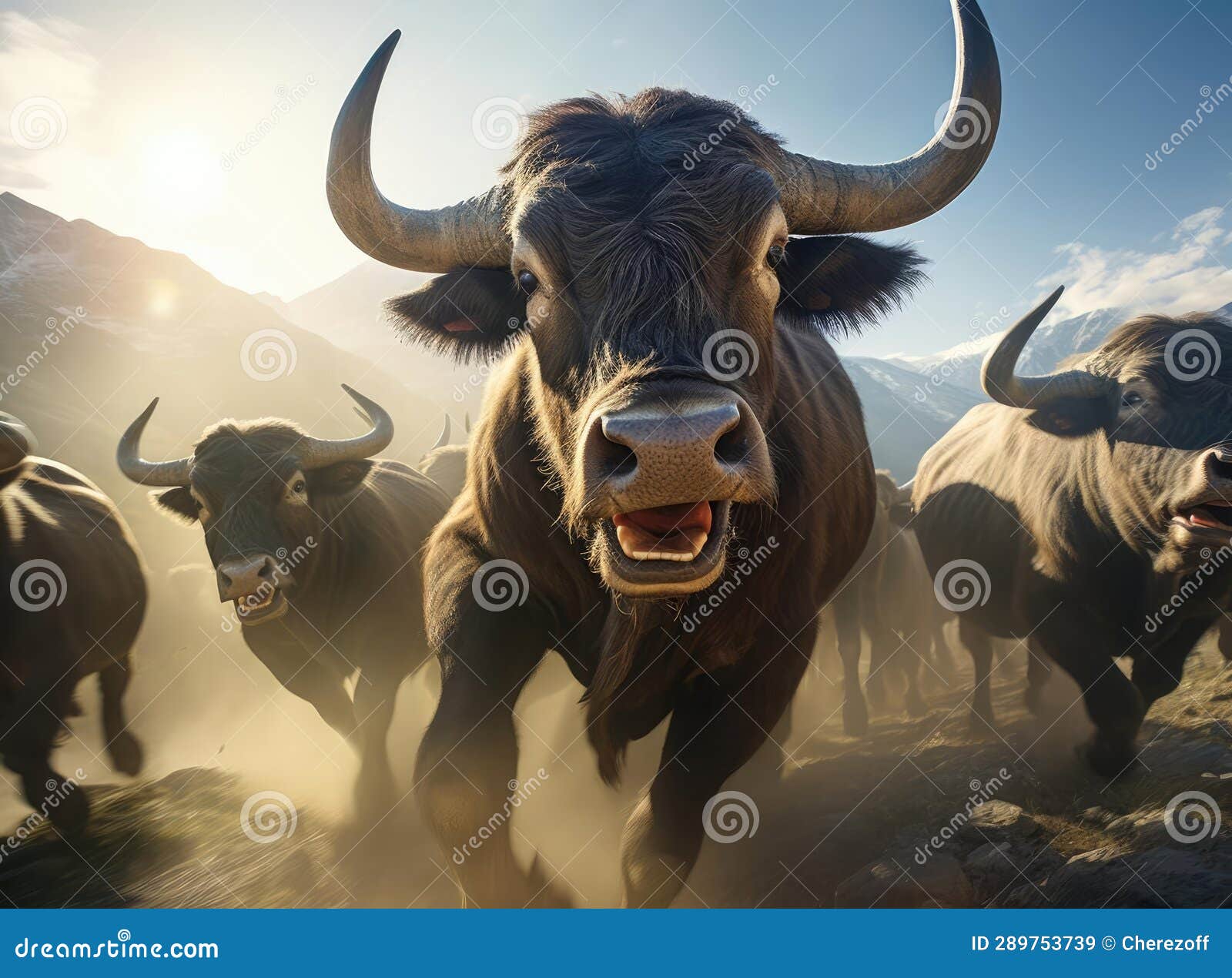 A Group of Bulls Looking at the Camera Stock Image - Image of bull ...