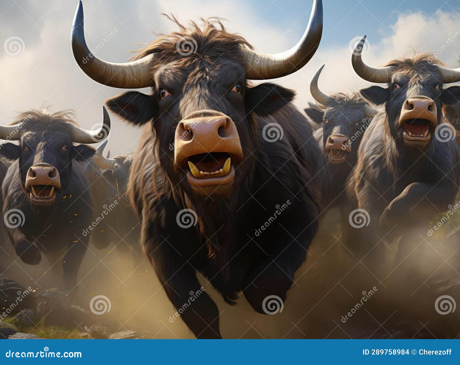A Group of Bulls Looking at the Camera Stock Photo - Image of landscape ...