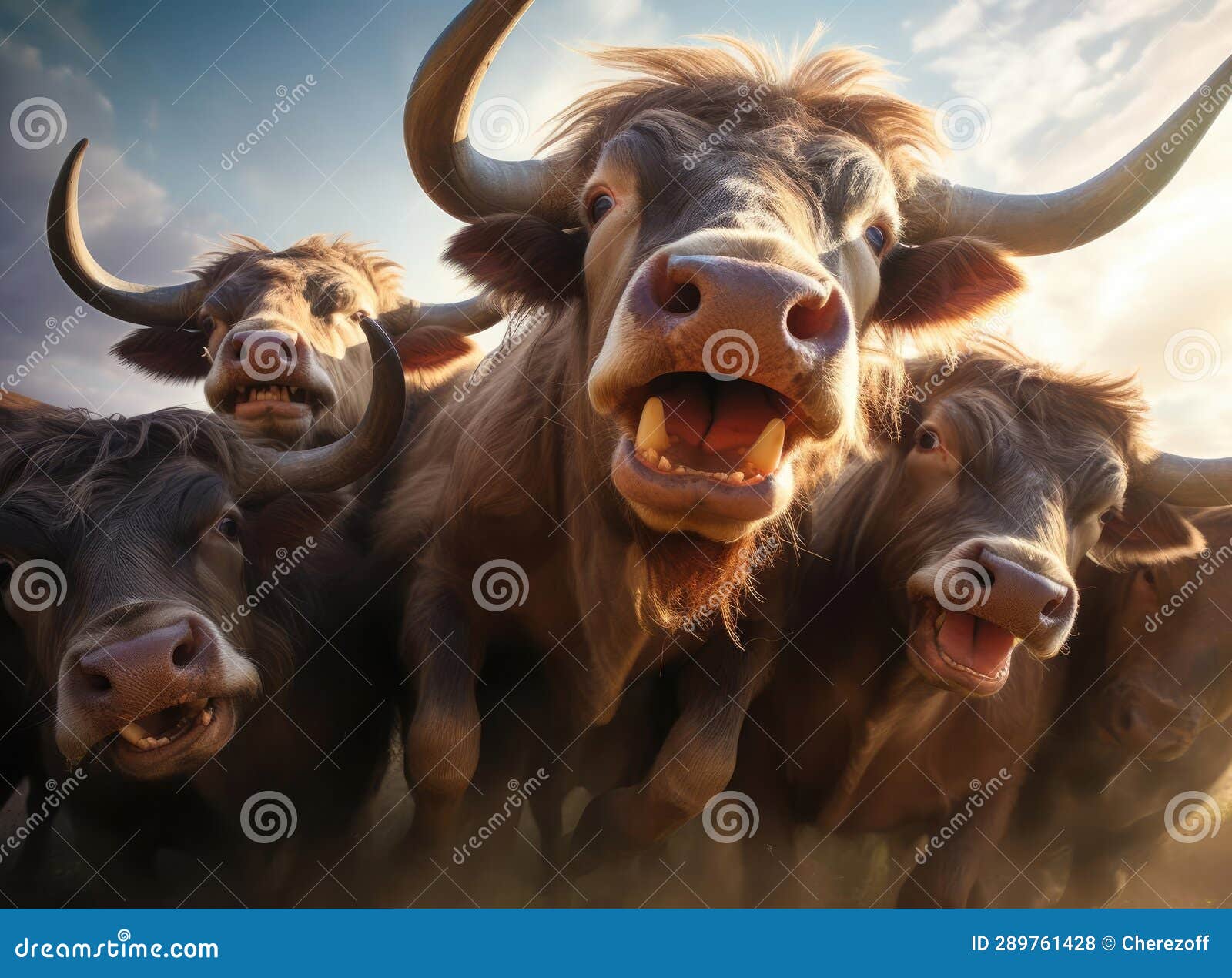 A Group of Bulls Looking at the Camera Stock Photo - Image of male ...