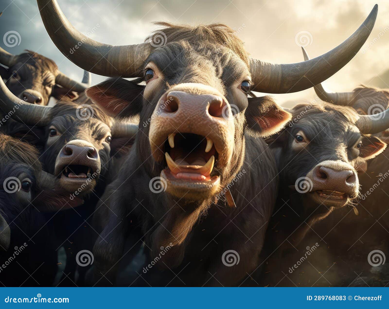 A Group of Bulls Looking at the Camera Stock Image - Image of lifestyle ...