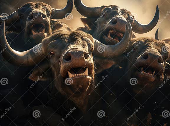 A Group of Bulls Looking at the Camera Stock Photo - Image of grazing ...